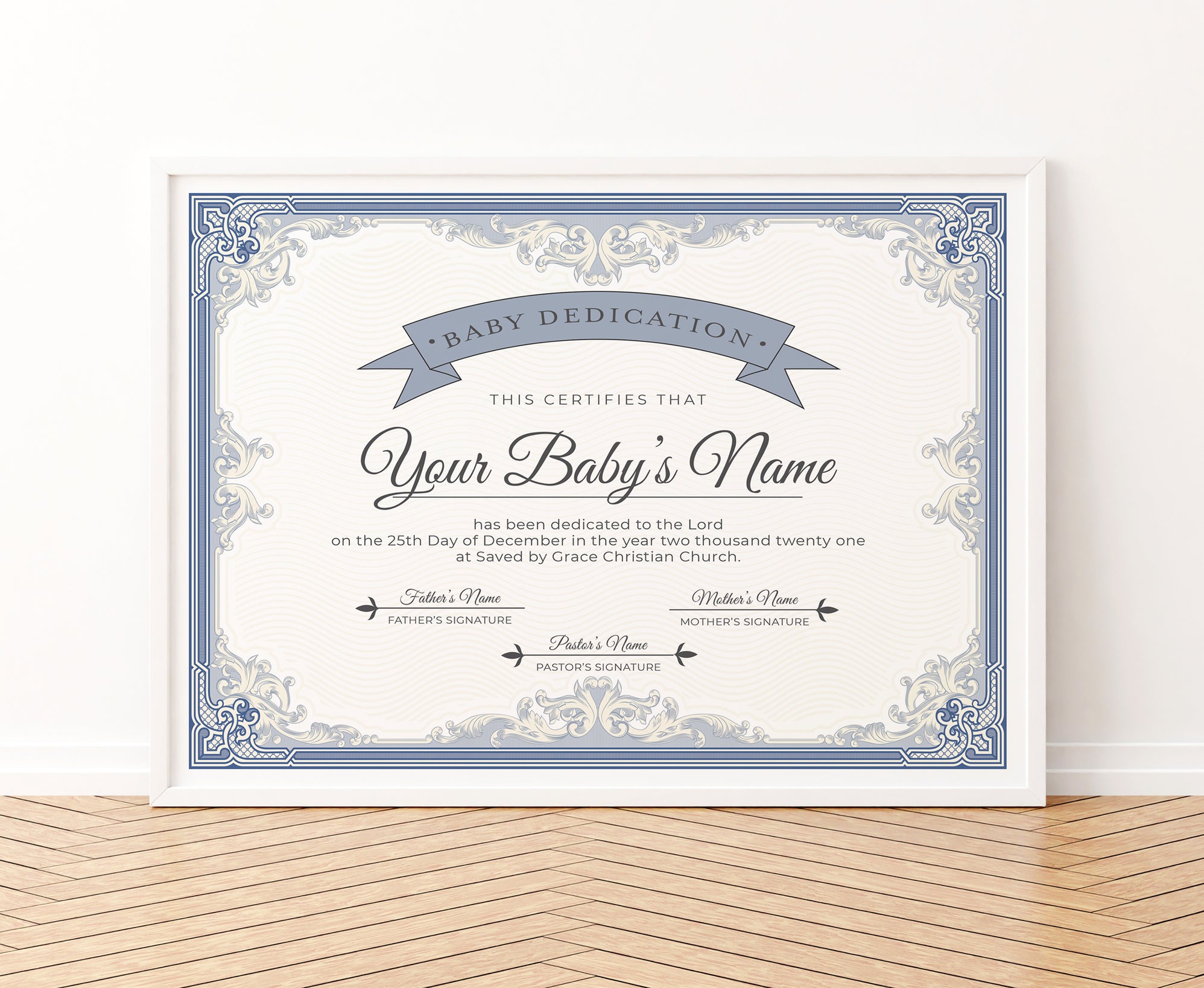 DIY Editable Blue & Pink Baby Dedication Certificate Template BUNDLE ...