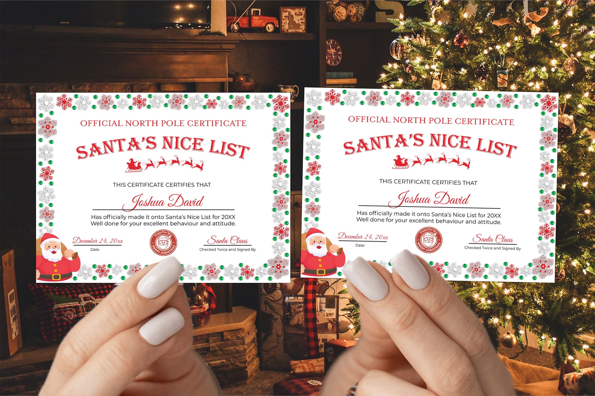 Editable Christmas Nice List Certificate Mini Card Size - Posh Park