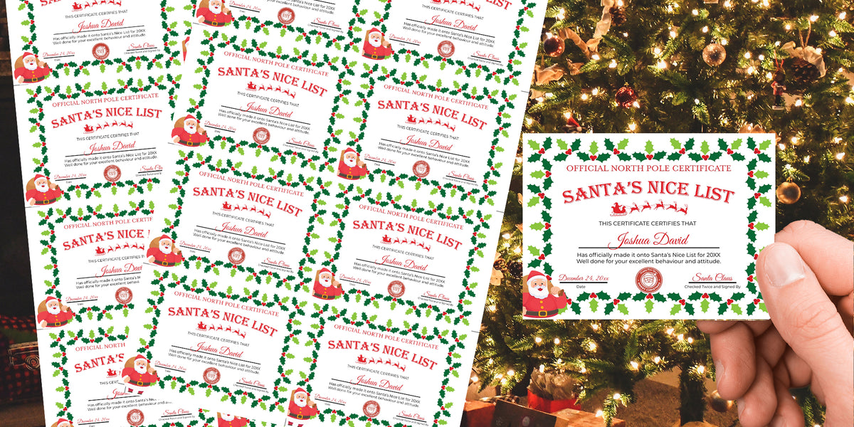 Editable Mini Christmas Santa Nice List Certificate Template Card Size ...
