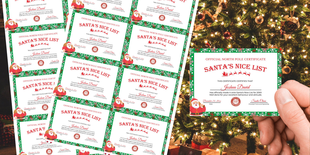 Editable Mini Festive Green Christmas Nice List Certificate Card Size ...