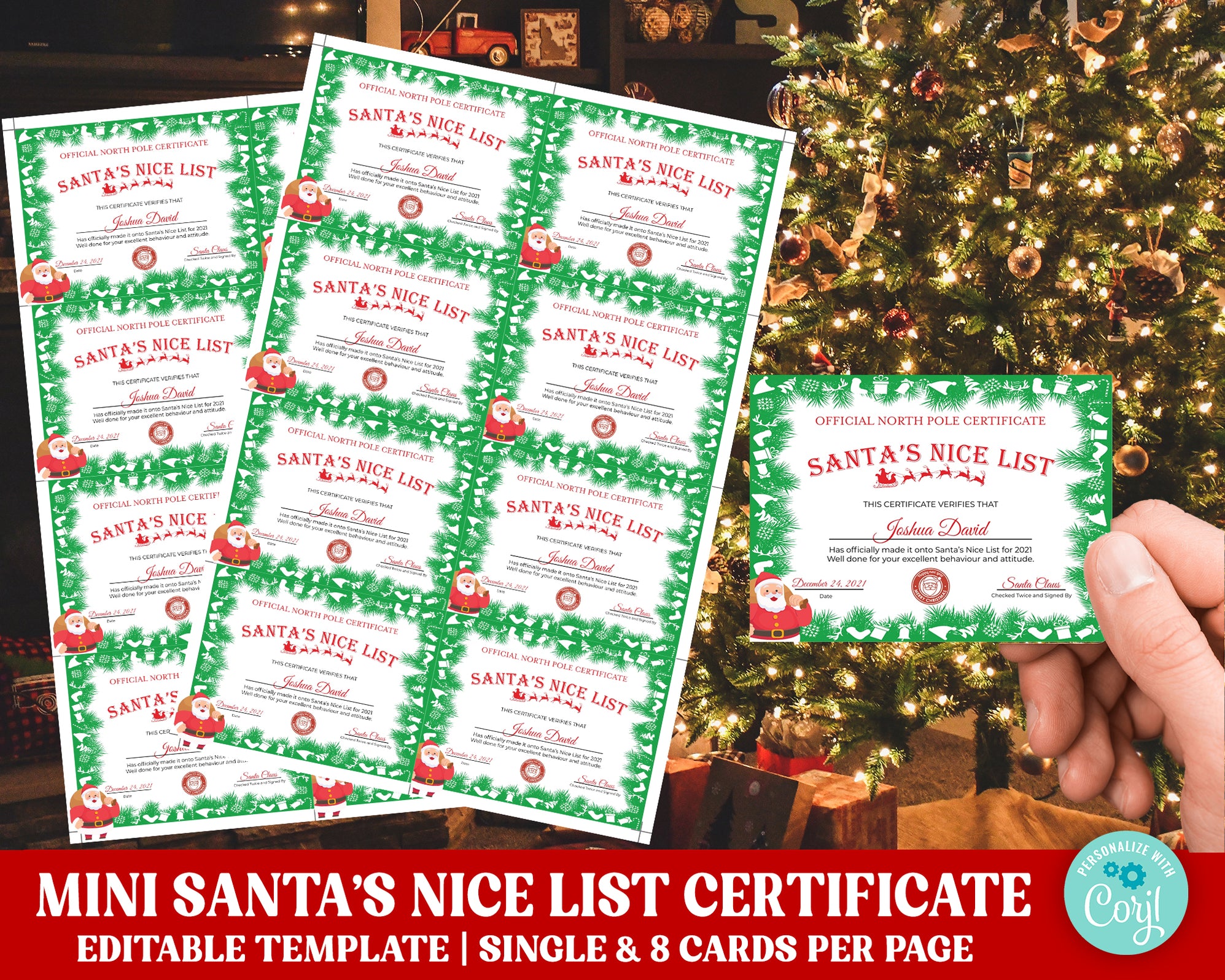 Editable Mini Nice List Certificate from Santa For Kids - Posh Park