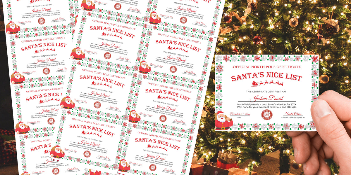 Editable Christmas Nice List Certificate Mini Card Size - Posh Park