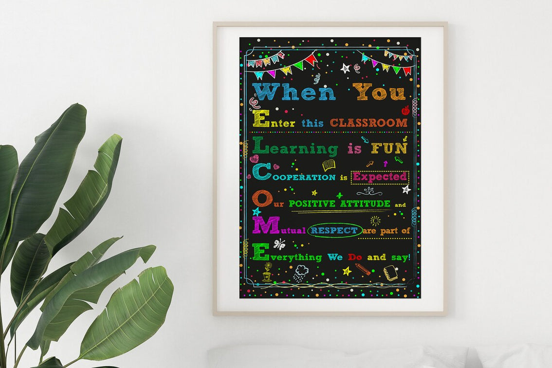 FREE Colorful Welcome to our Classroom Door Sign - Posh Park