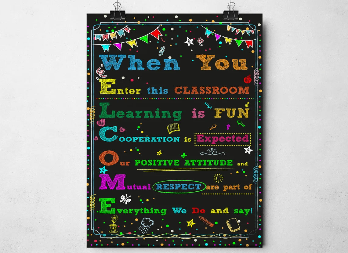 FREE Colorful Welcome to our Classroom Door Sign - Posh Park