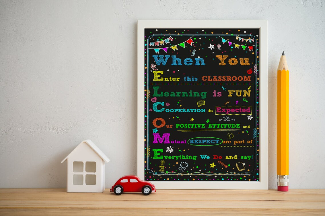 FREE Colorful Welcome to our Classroom Door Sign - Posh Park