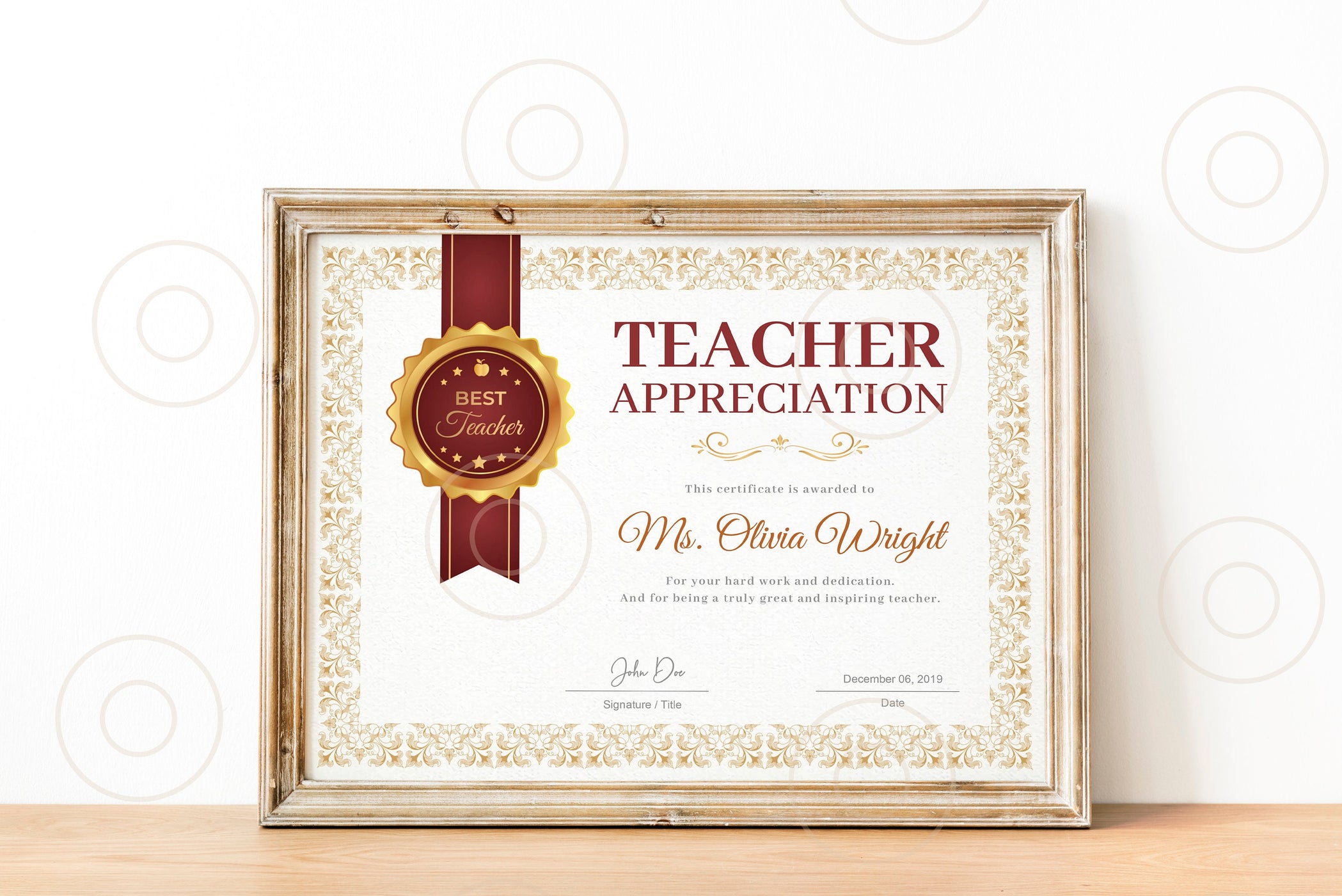Downloadable Teacher Appreciation Certificate Template — Posh Park