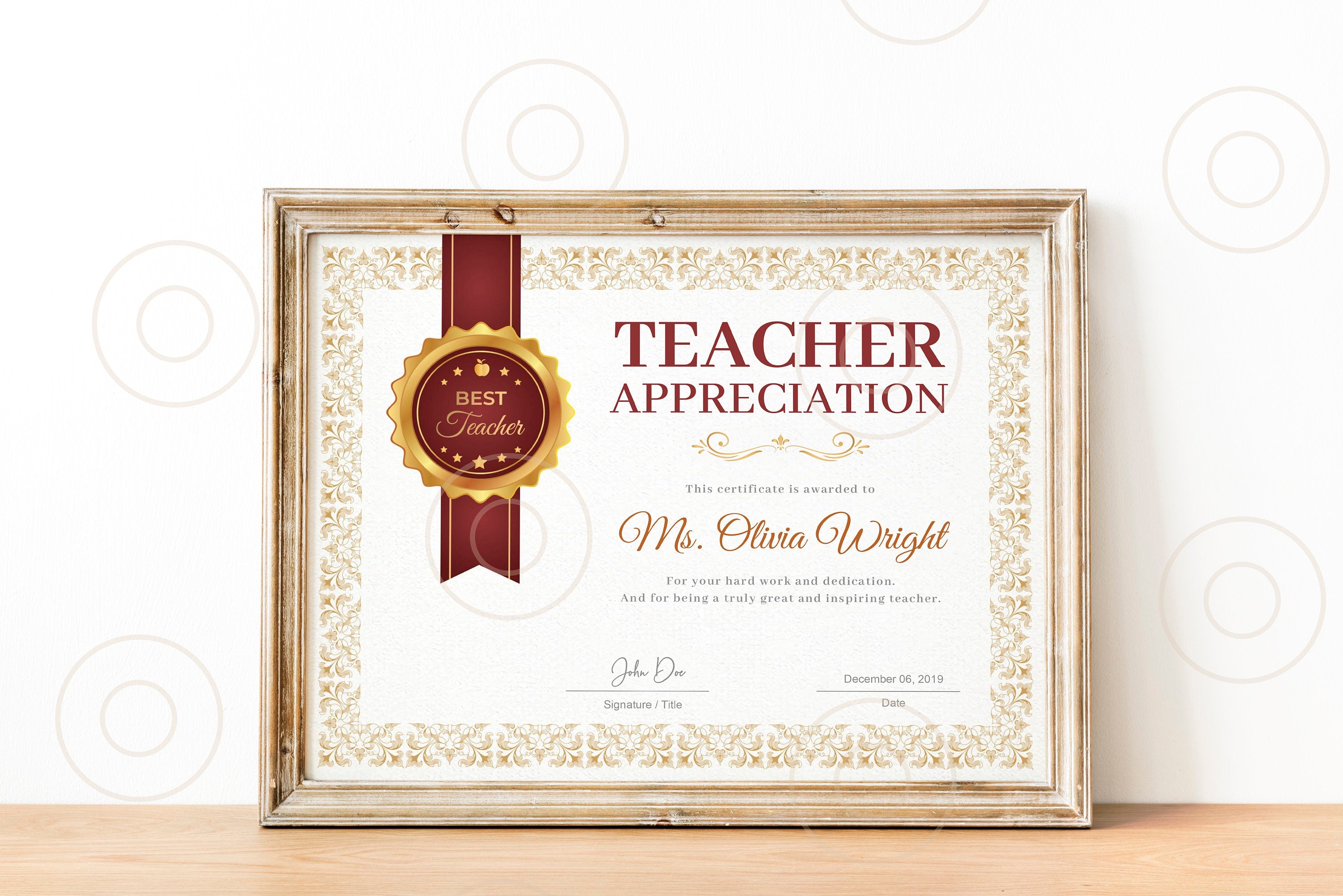 Downloadable Teacher Appreciation Certificate Template — Posh Park