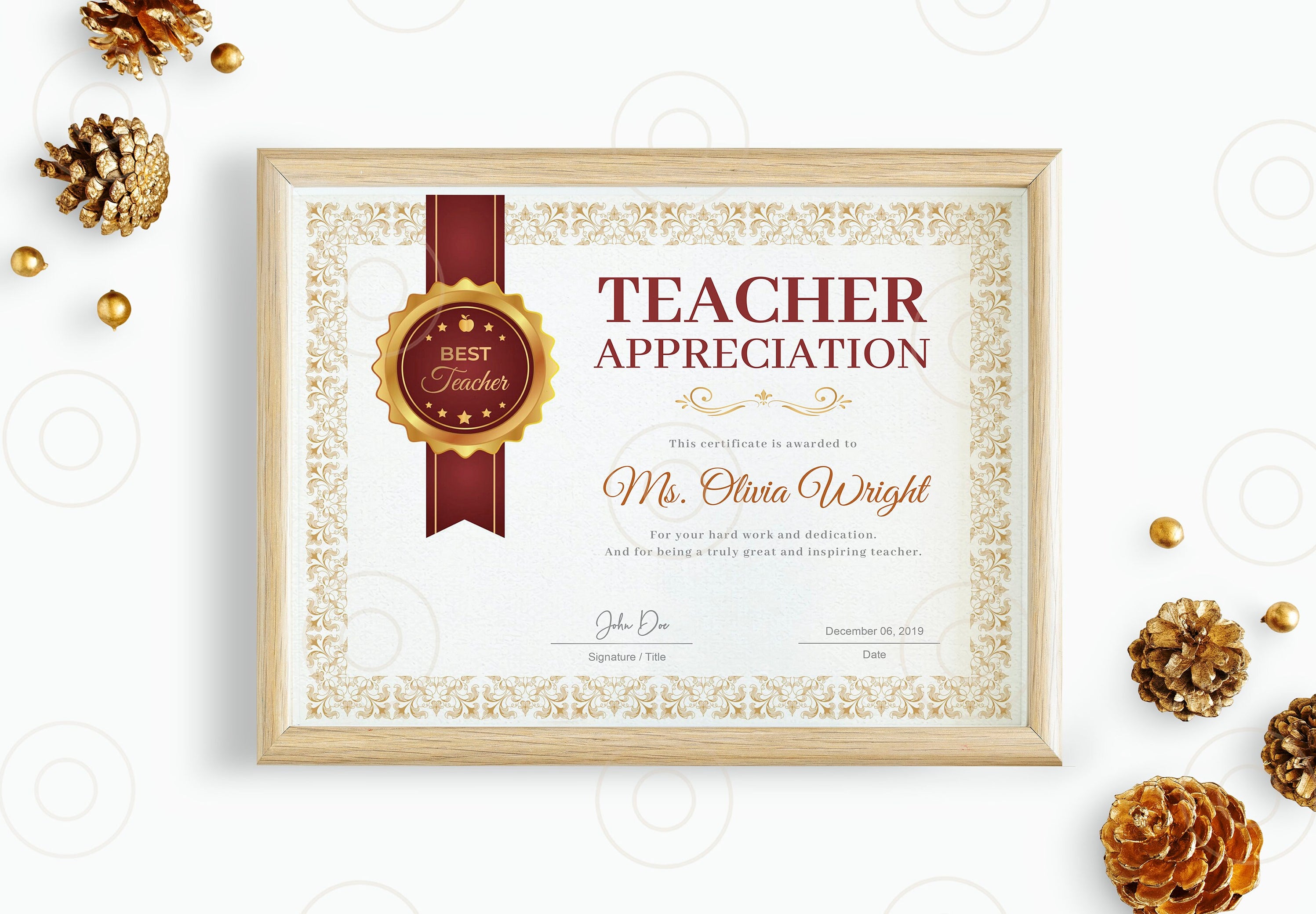 Downloadable Teacher Appreciation Certificate Template — Posh Park