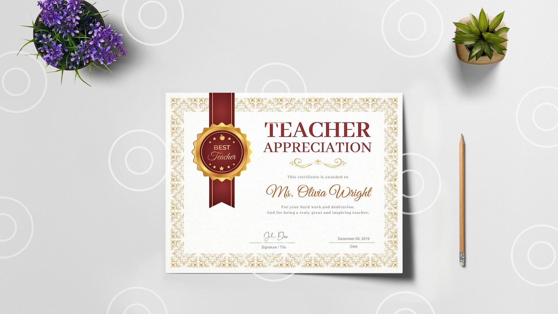 Downloadable Teacher Appreciation Certificate Template — Posh Park