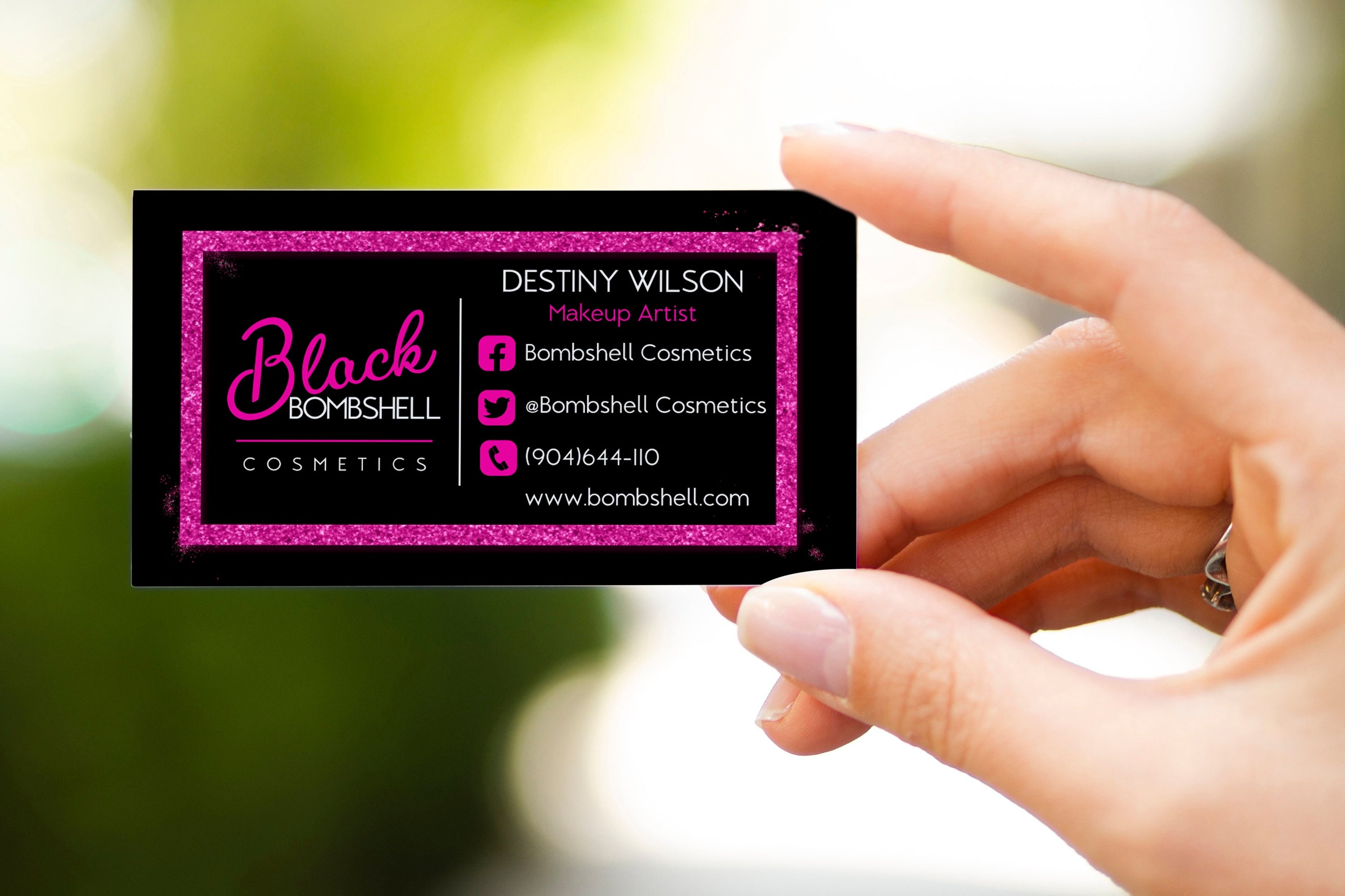 Customizable Pink and Black Business Card Template | Downloadable Busi ...