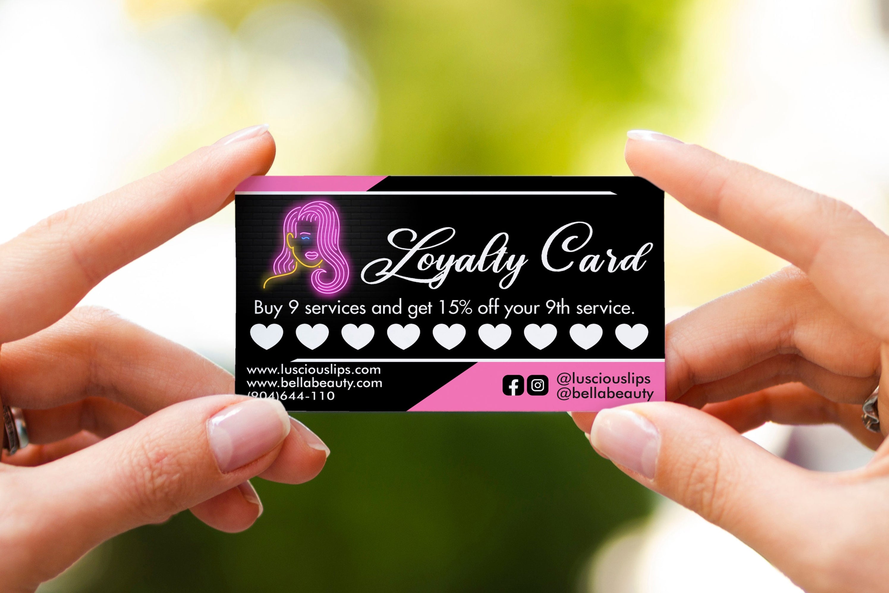Editable Hair Salon Customer Loyalty Rewards Cards Digital - Posh Park