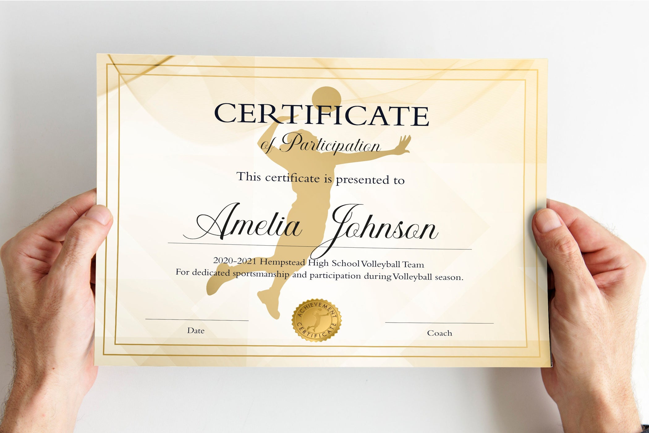 Editable Girls Volleyball Certificate Template, Downloadable Girls Vol ...