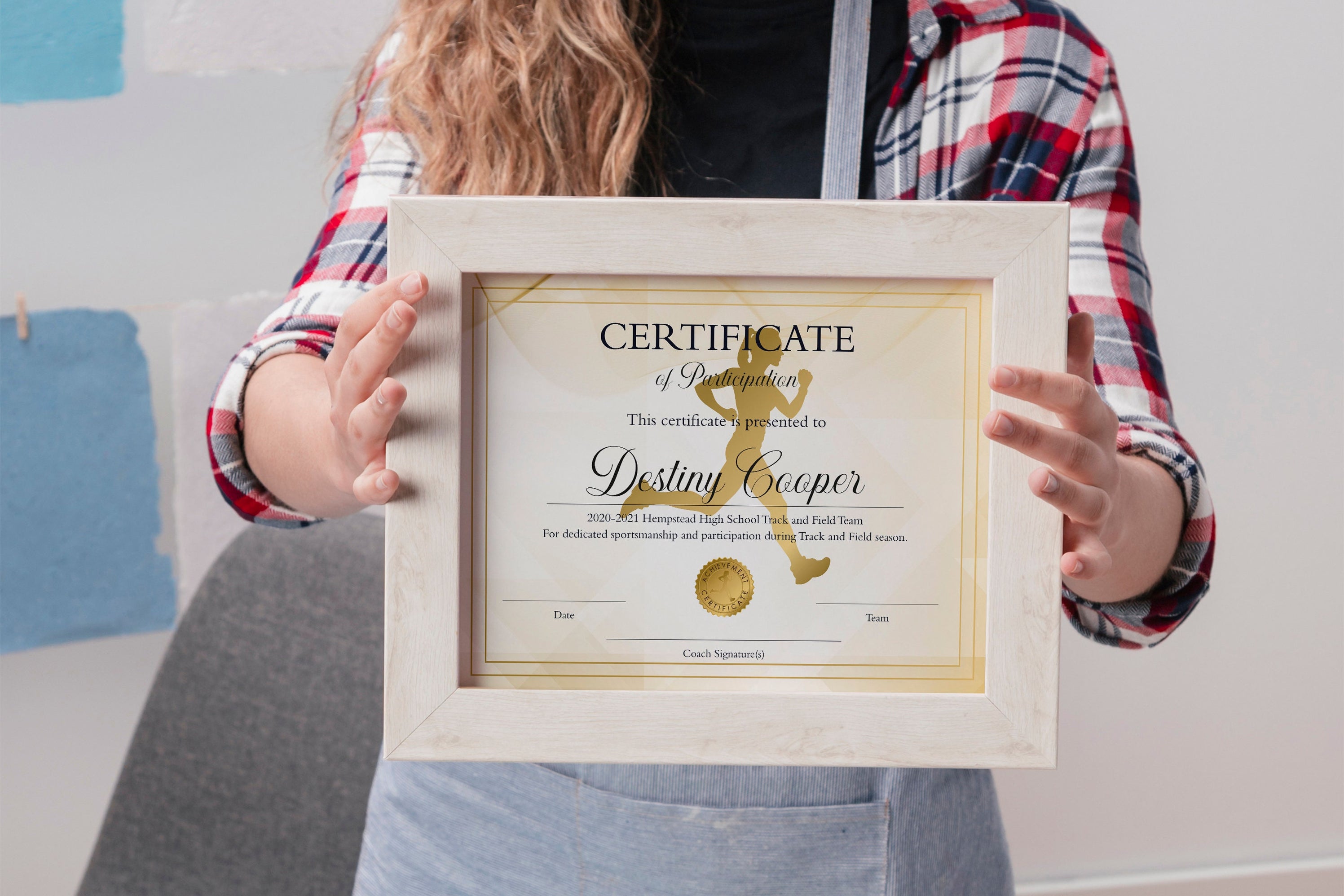 Downloadable Girls Track and Field Certificate Template, Printable Gir ...