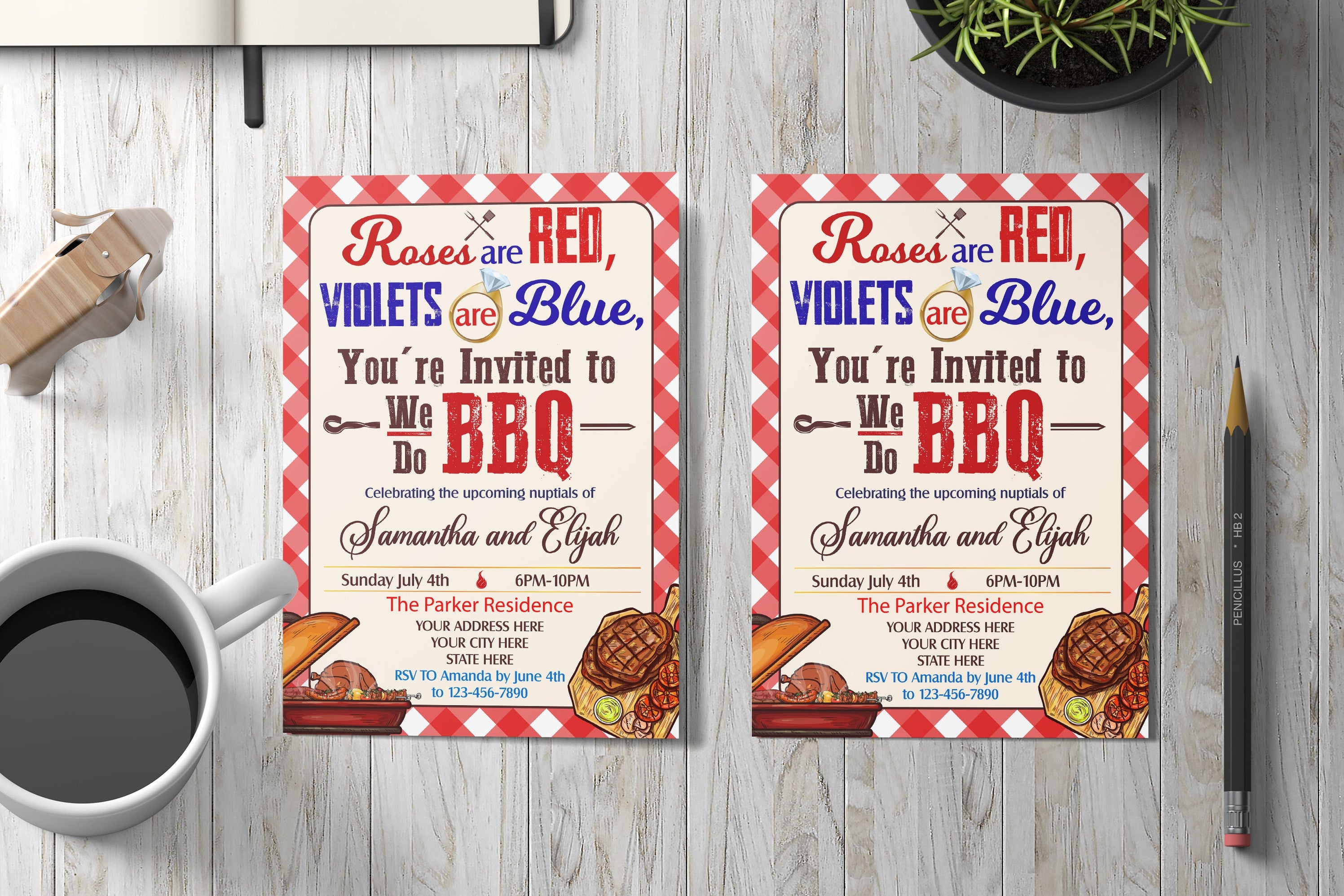 Editable We Do BBQ Engagement Backyard Party Invite - Posh Park