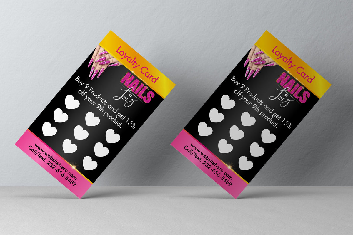 Editable Nail Salon Loyalty Card Template, Downloadable Nail Tech Loya ...