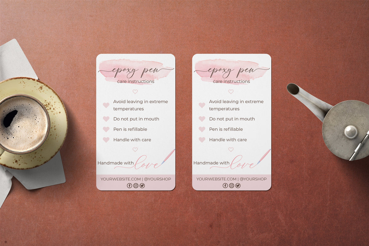Editable Epoxy Pen Care Card Template, Printable Pen Care Card or Pen ...
