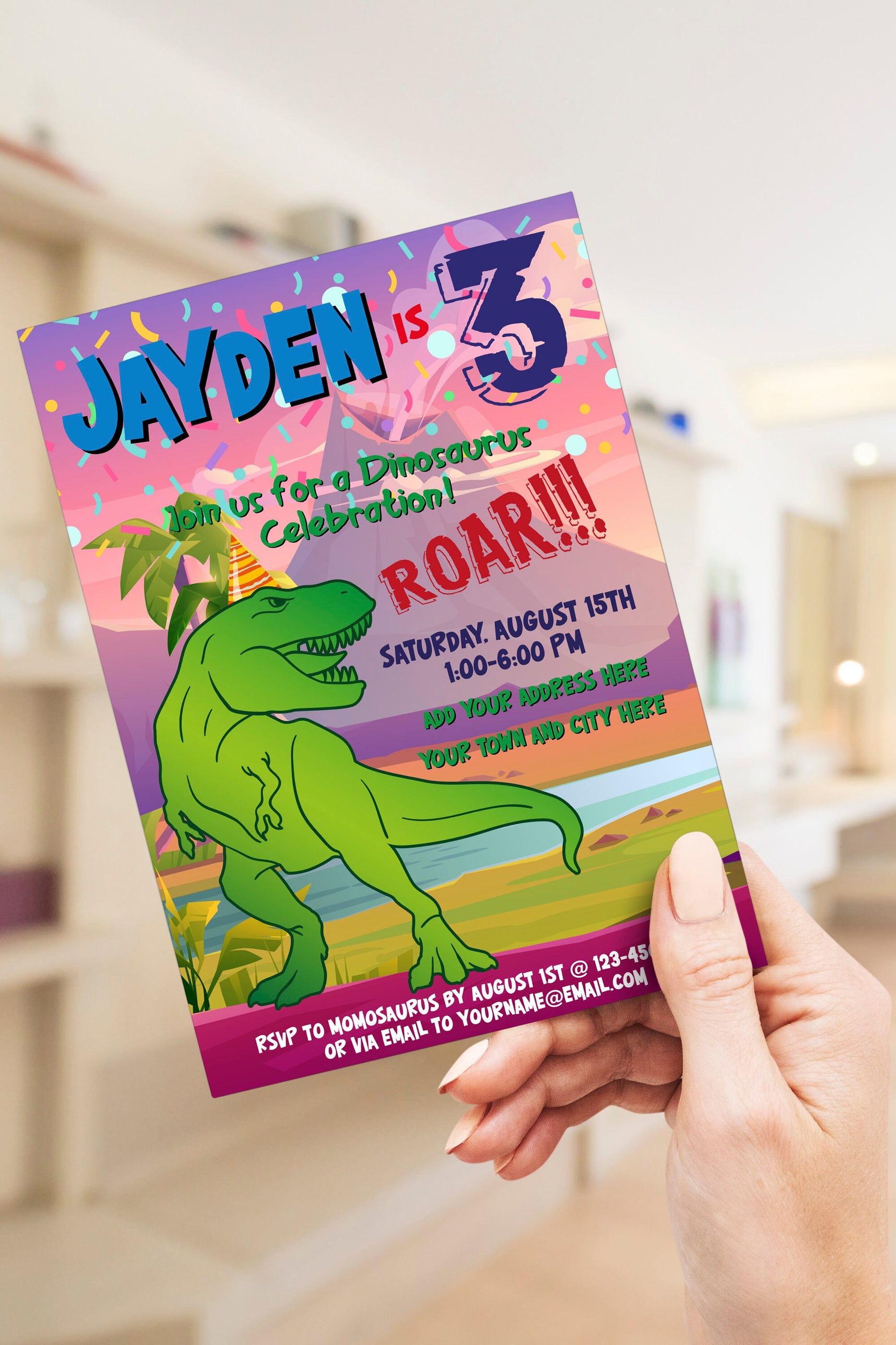 Editable Three Rex Invitation, Printable 3 Rex Birthday Invite, Birthd ...