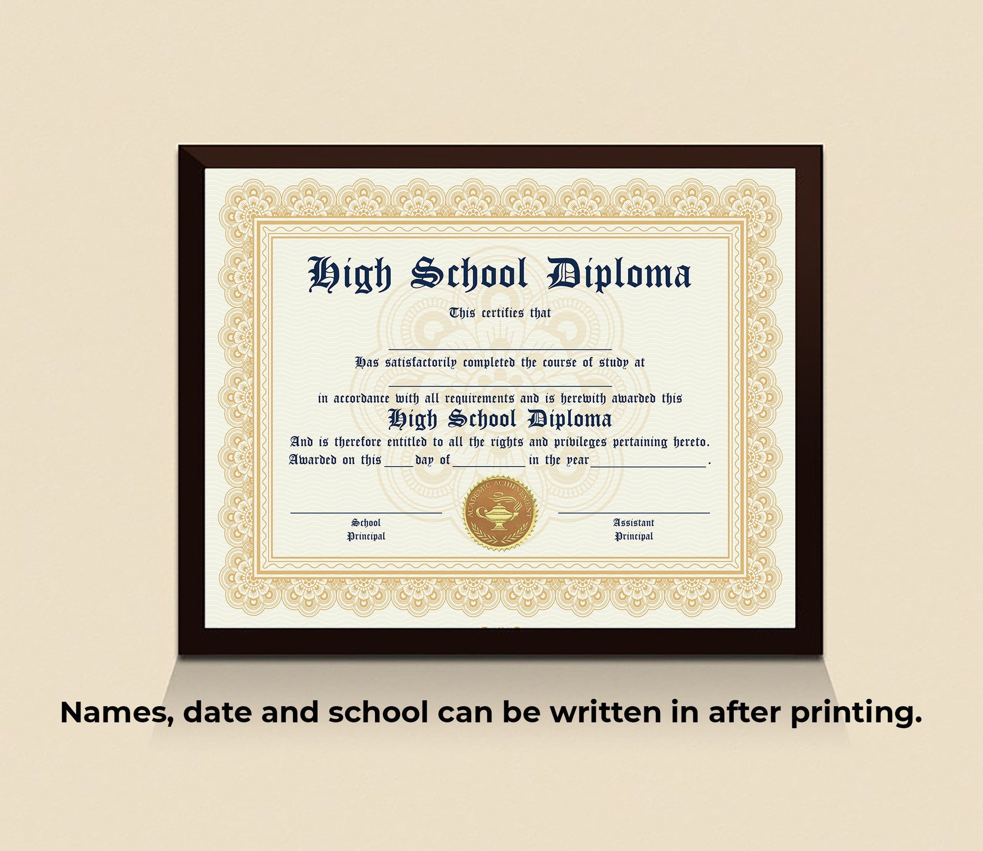Printable Blank PDF Homeschool High School Diploma Template - Posh Park