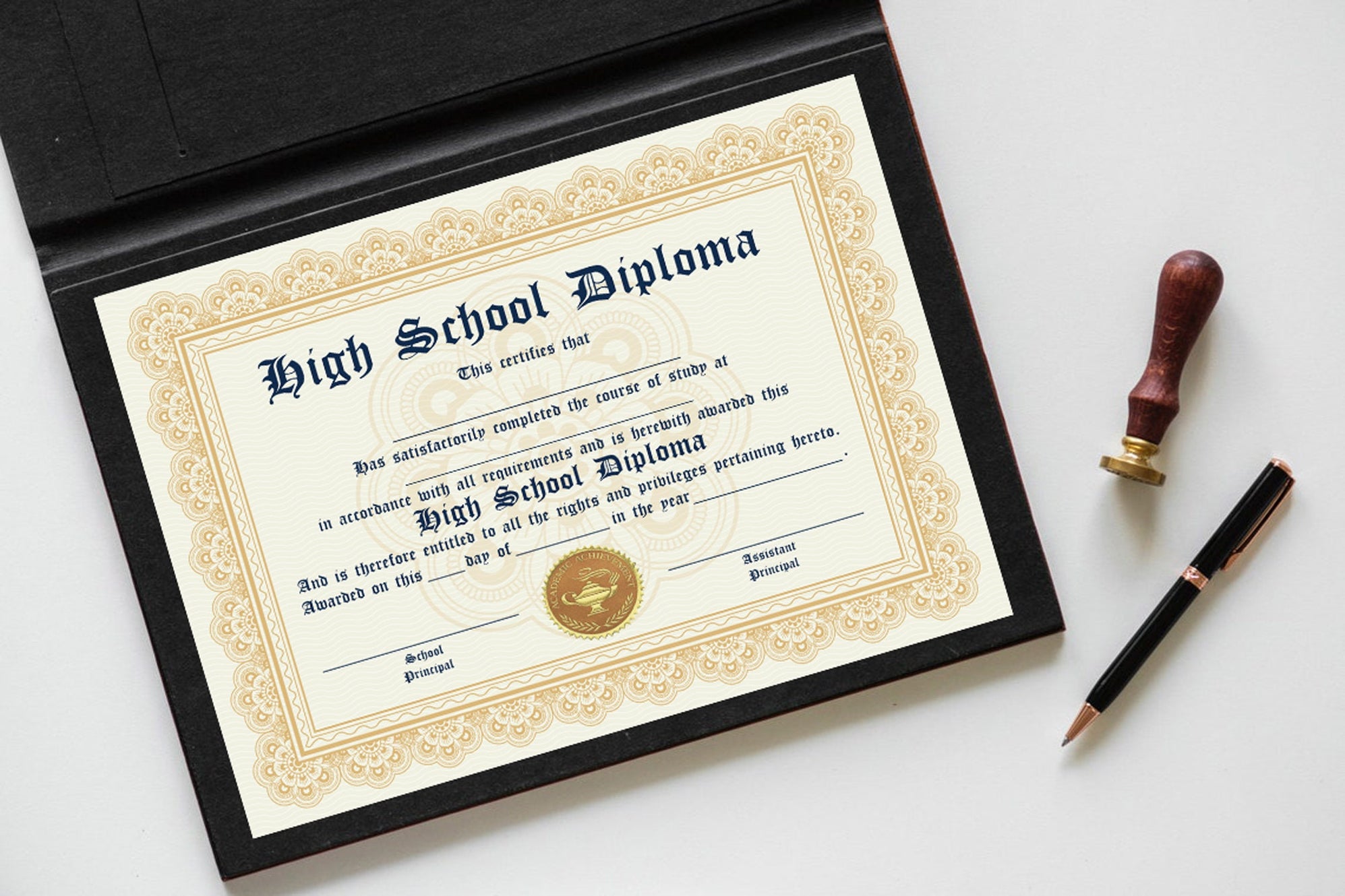 Printable Blank PDF Homeschool High School Diploma Template - Posh Park