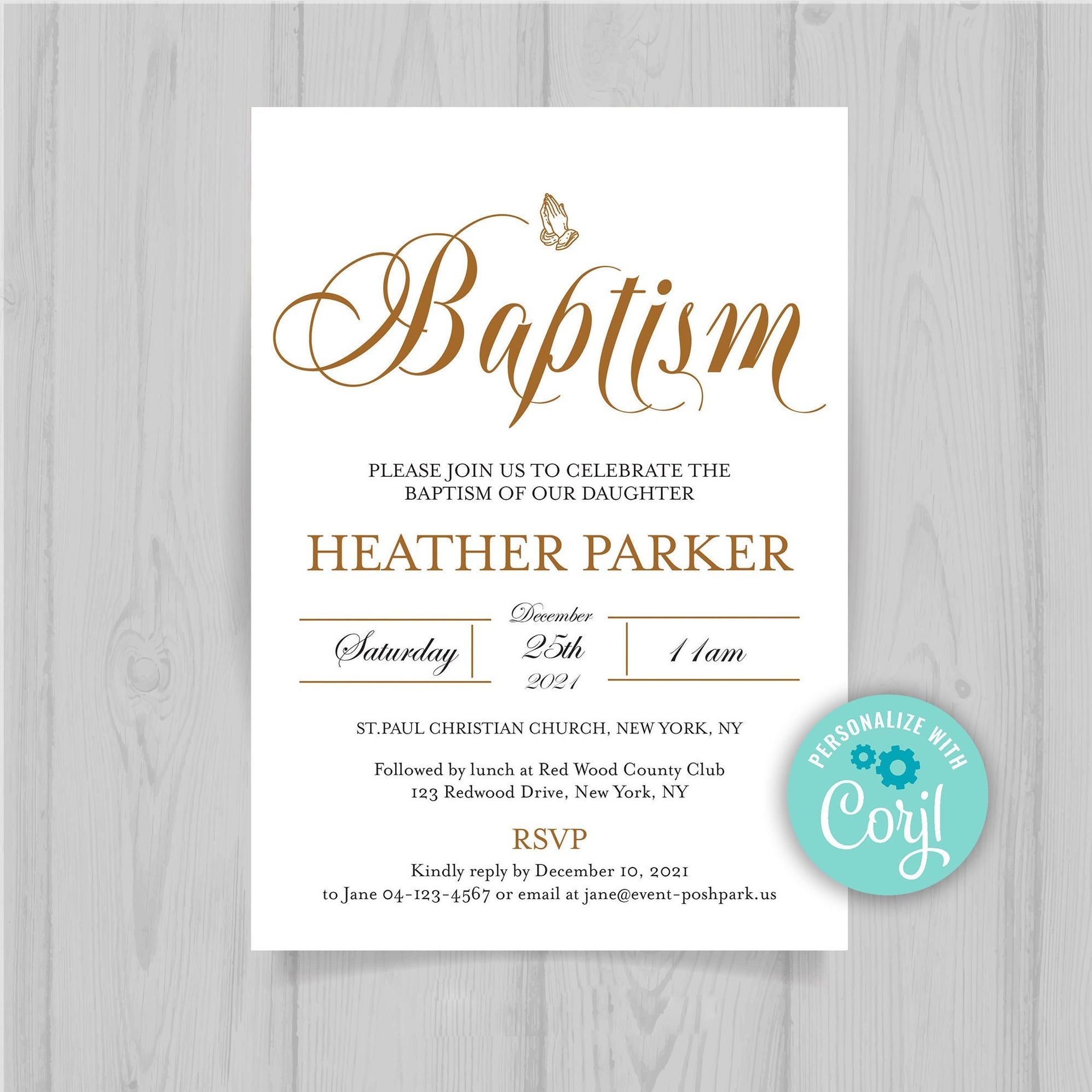 Editable Minimalist Baptism Invitation Template for Boy and Girl, Edit ...