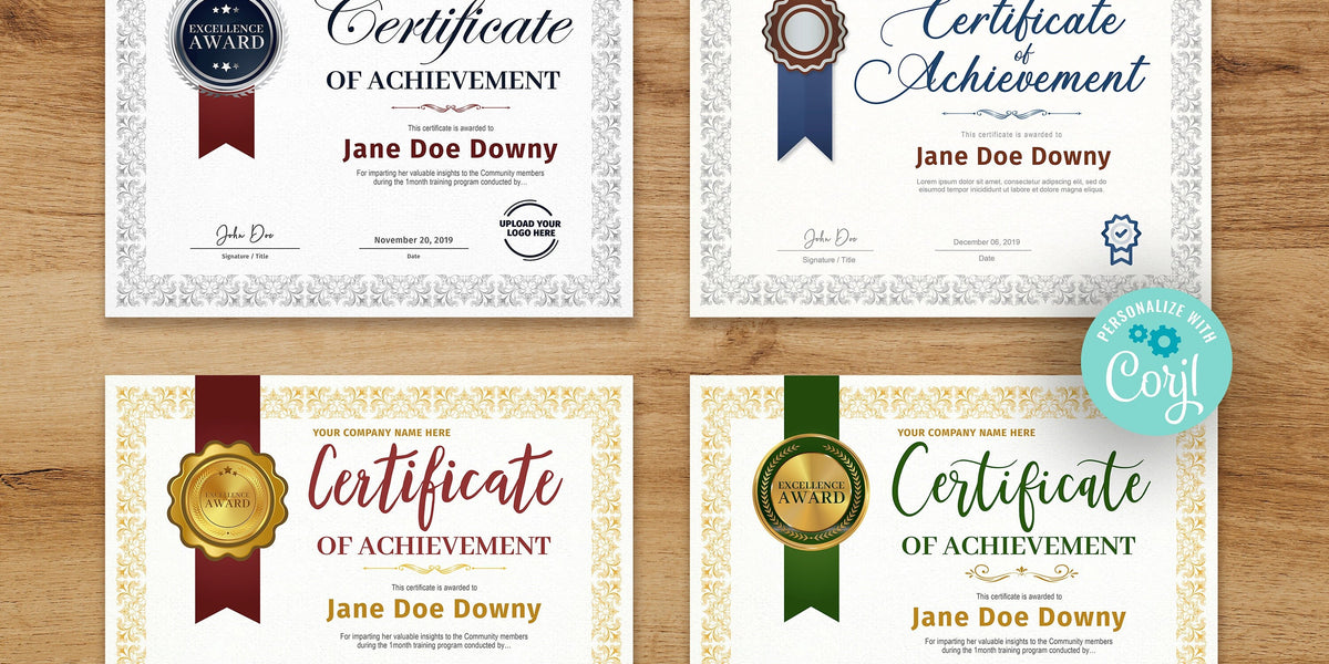 EDITABLE Certificate of Achievement Template BUNDLE, Printable Award C ...