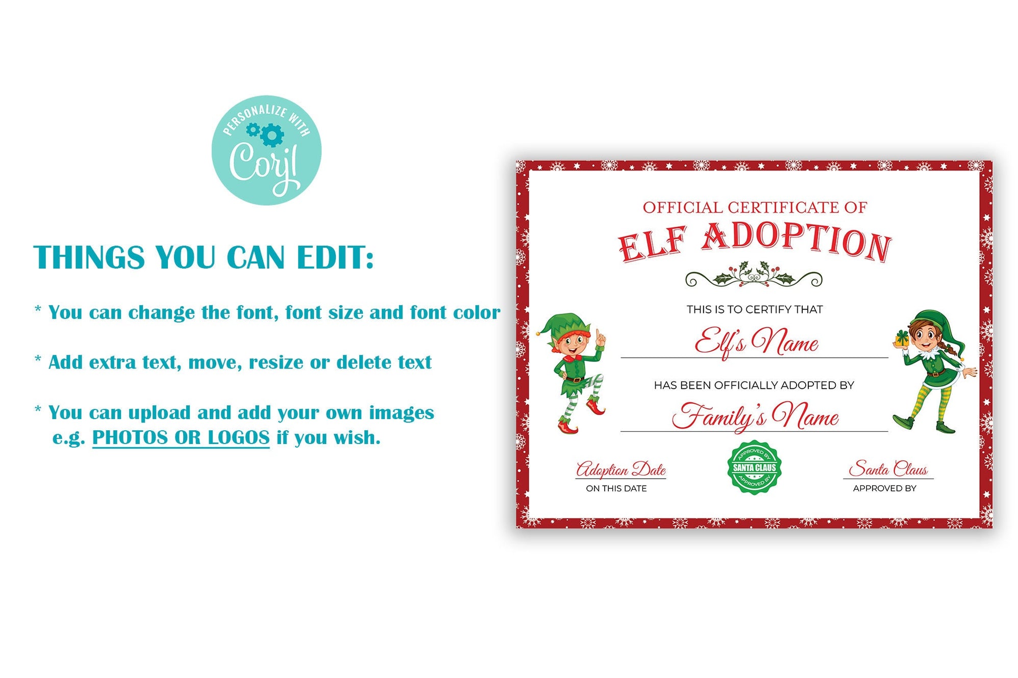 Editable Elf Certificate of Adoption — Posh Park