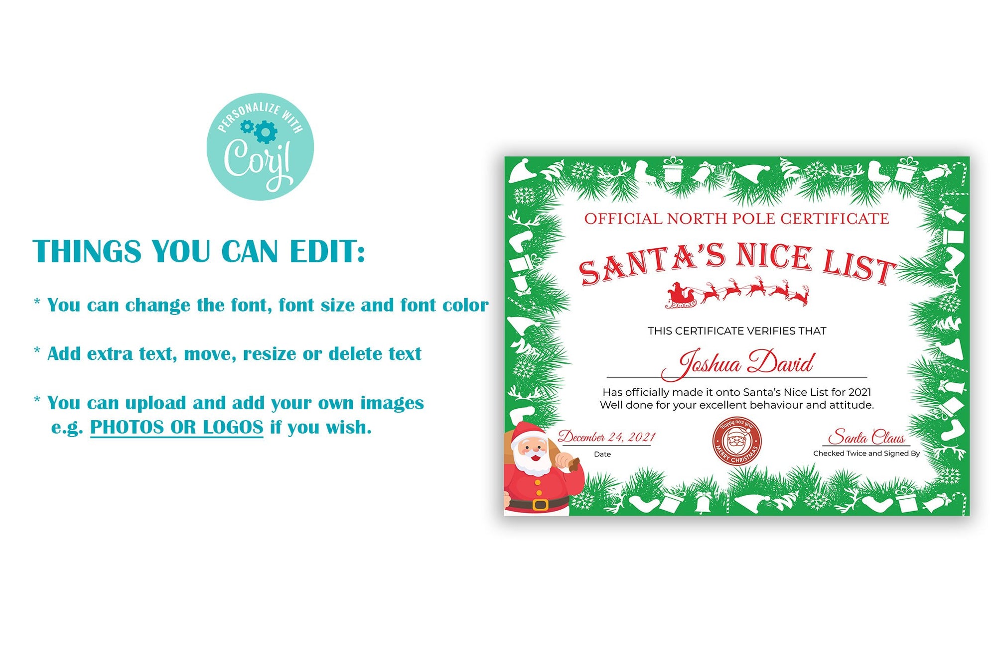 Printable Nice List Christmas Certificate Template — Posh Park