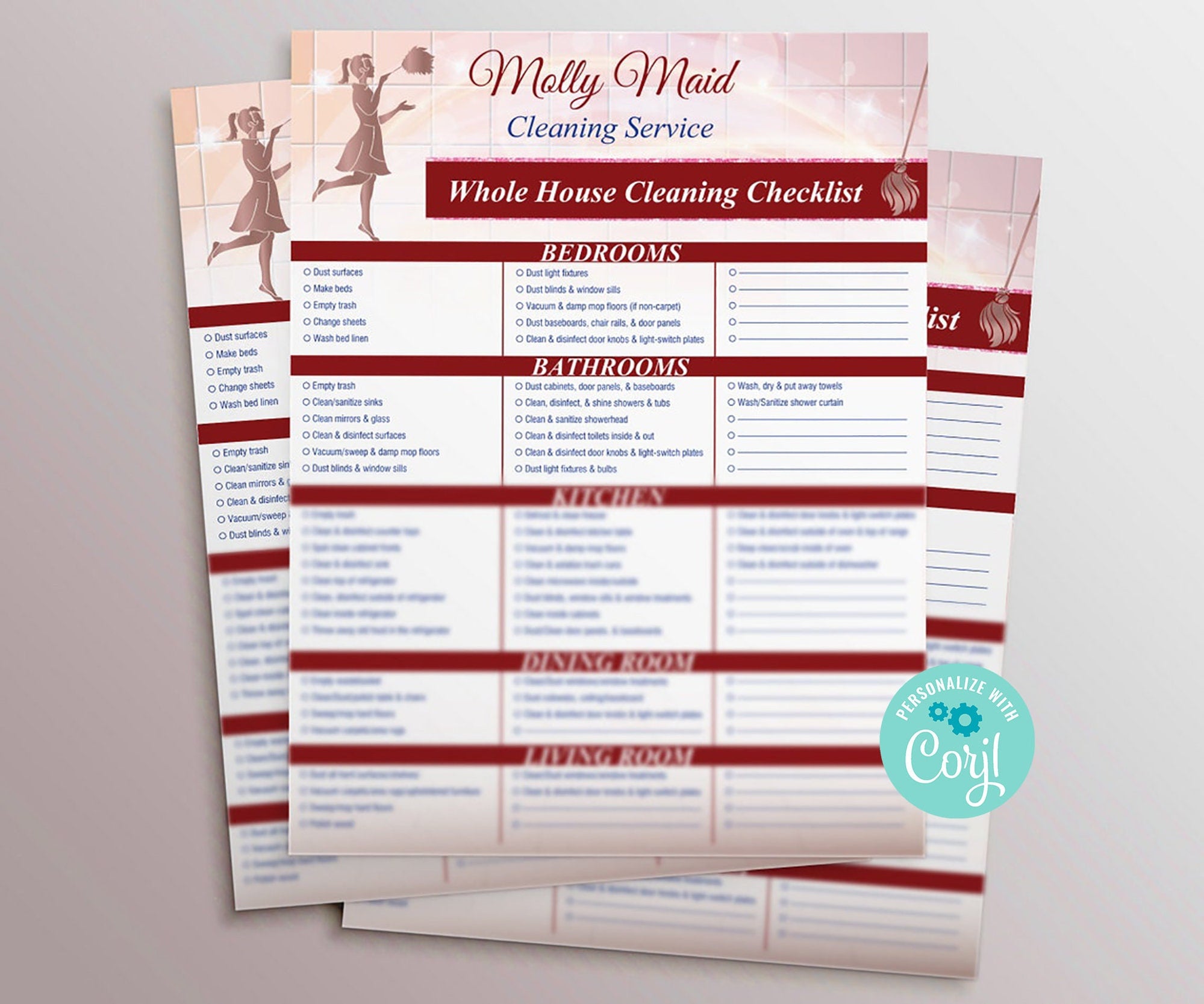 House Cleaning Checklist EDITABLE & PRINTABLE | House Cleaning Service ...