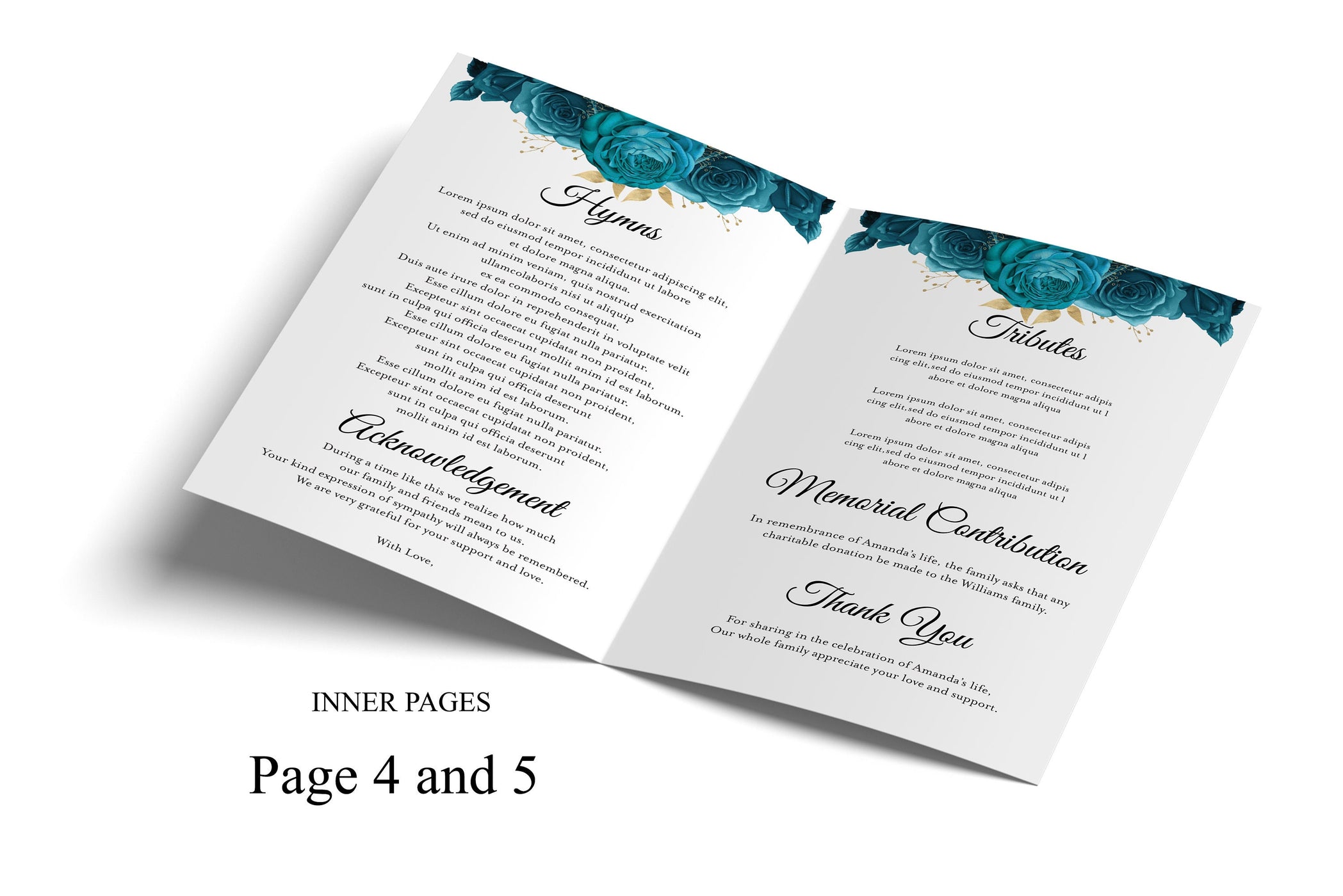 DIY Turquoise Rose Funeral Program Memorial Service & Template — Posh Park