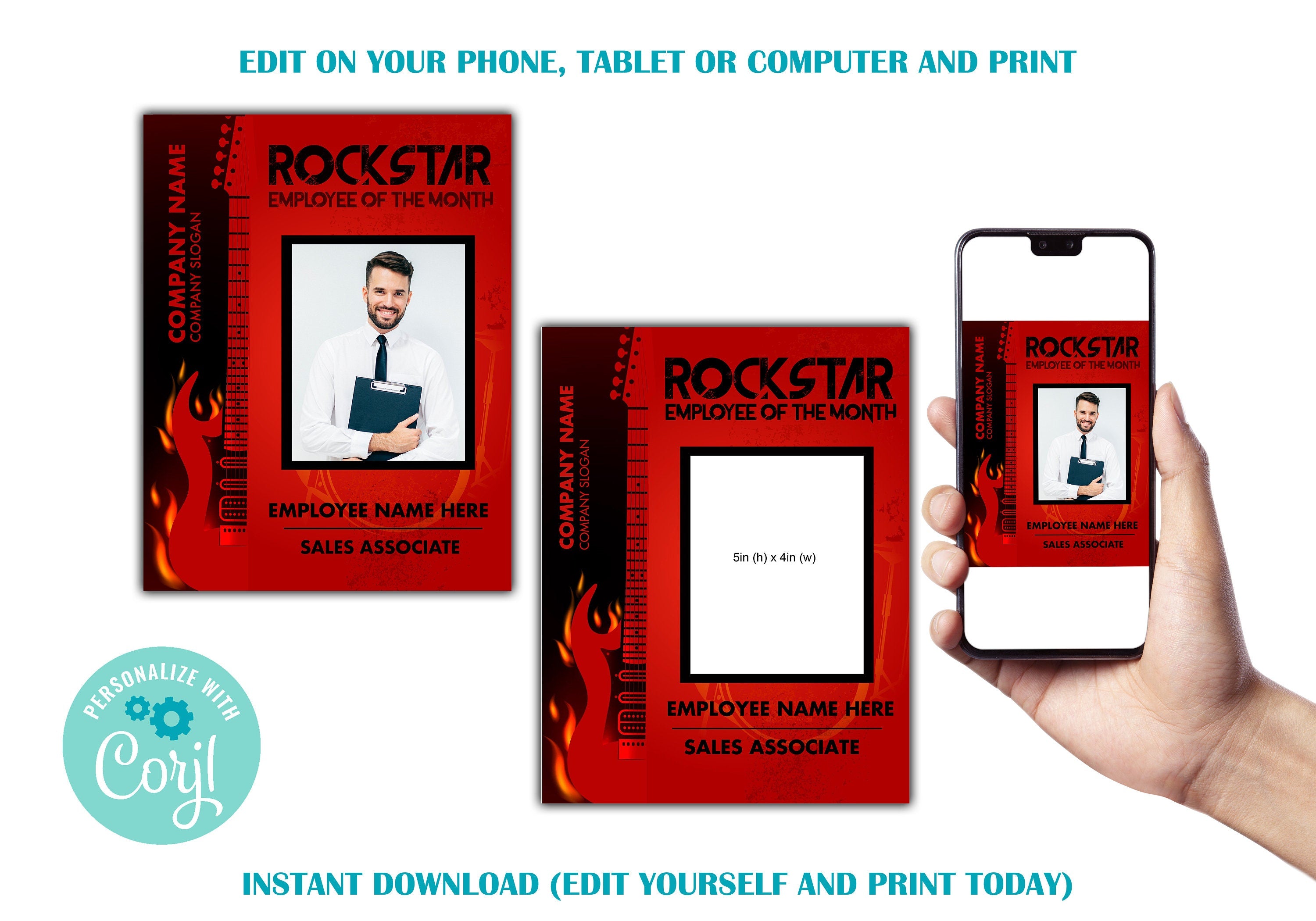 Editable Rockstar Employee of the Month Certificate | PRINTABLE Employ ...