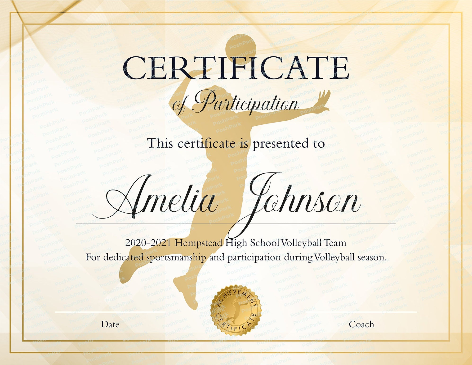 Editable Multi-Sport Participation Certificate Awards Bundle - Posh Park