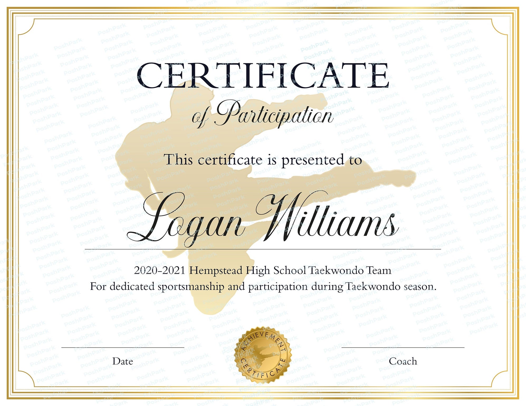 Editable Multi-Sport Participation Certificate Awards Bundle - Posh Park