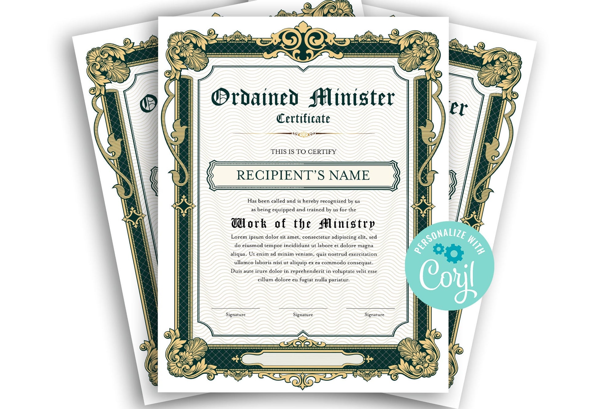 Editable Certificate of Ordination Template Bundle, 6 DIY Ordained Min ...