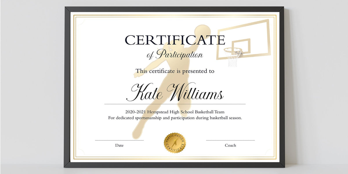 Editable Girls Basketball Certificate of Participation Template, Custo ...
