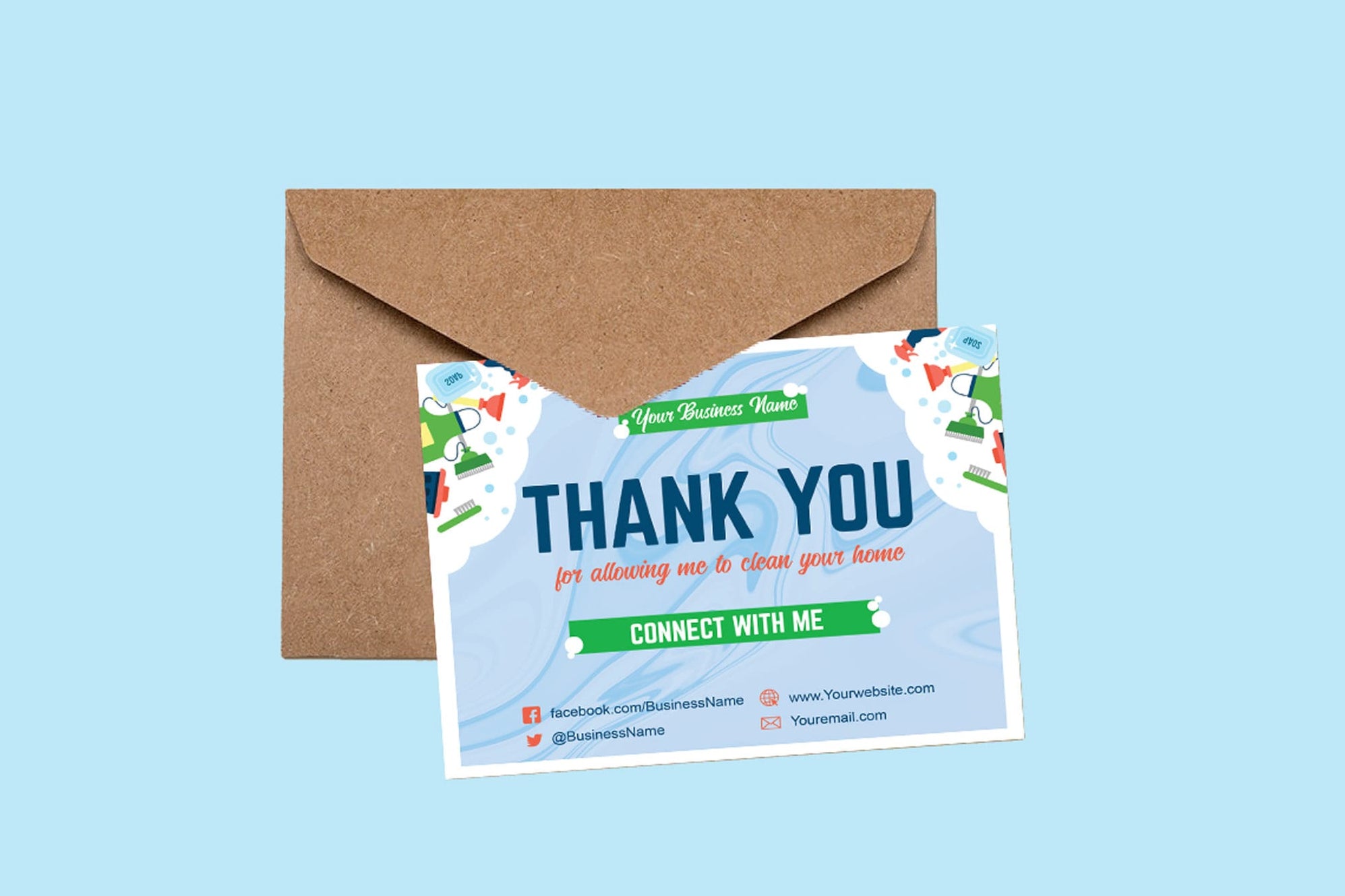 Cleaning Business Thank You Card Template | Printable Cleaning Service ...