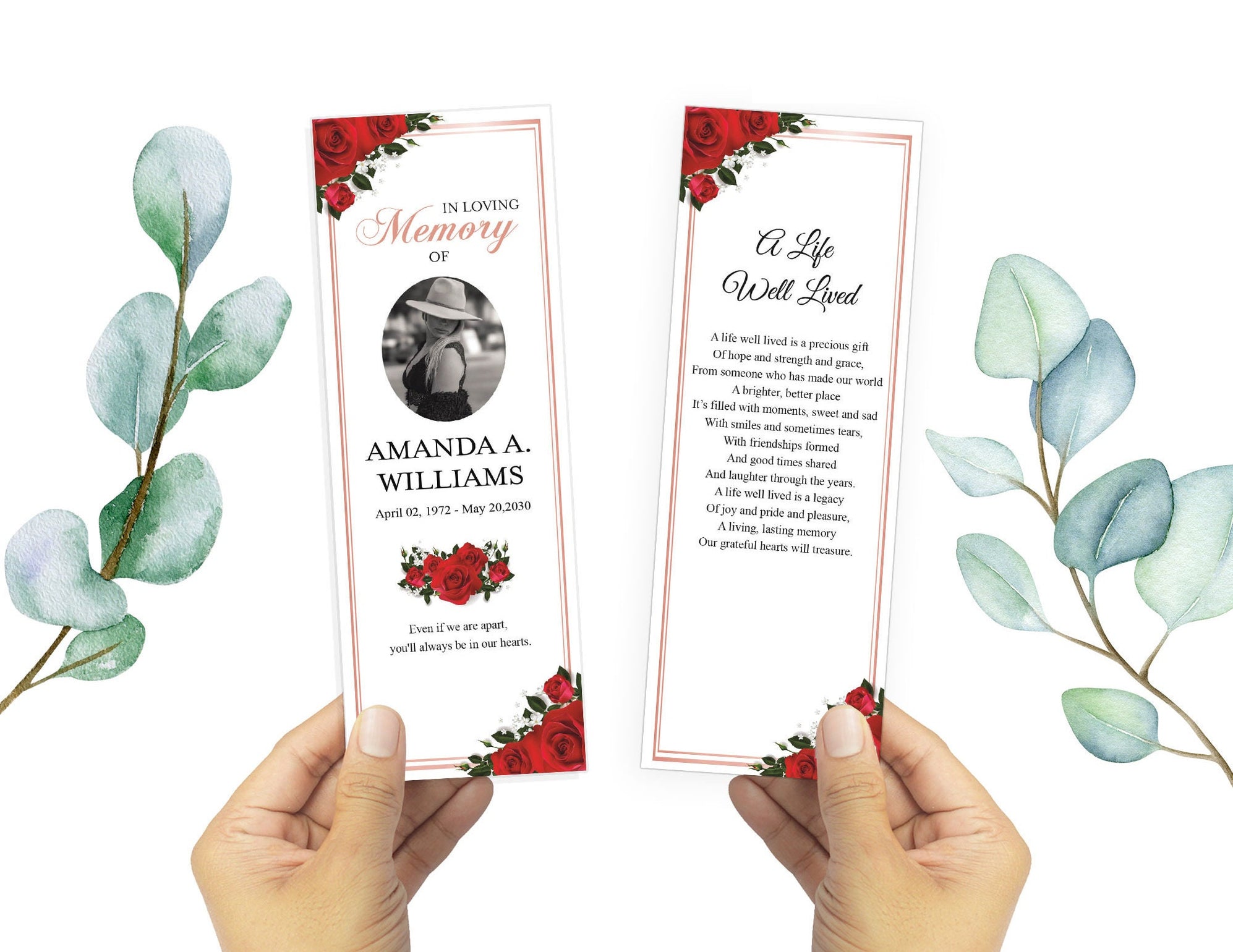 Red Rose Funeral Program Template Bundle | 10-Piece Set — Posh Park