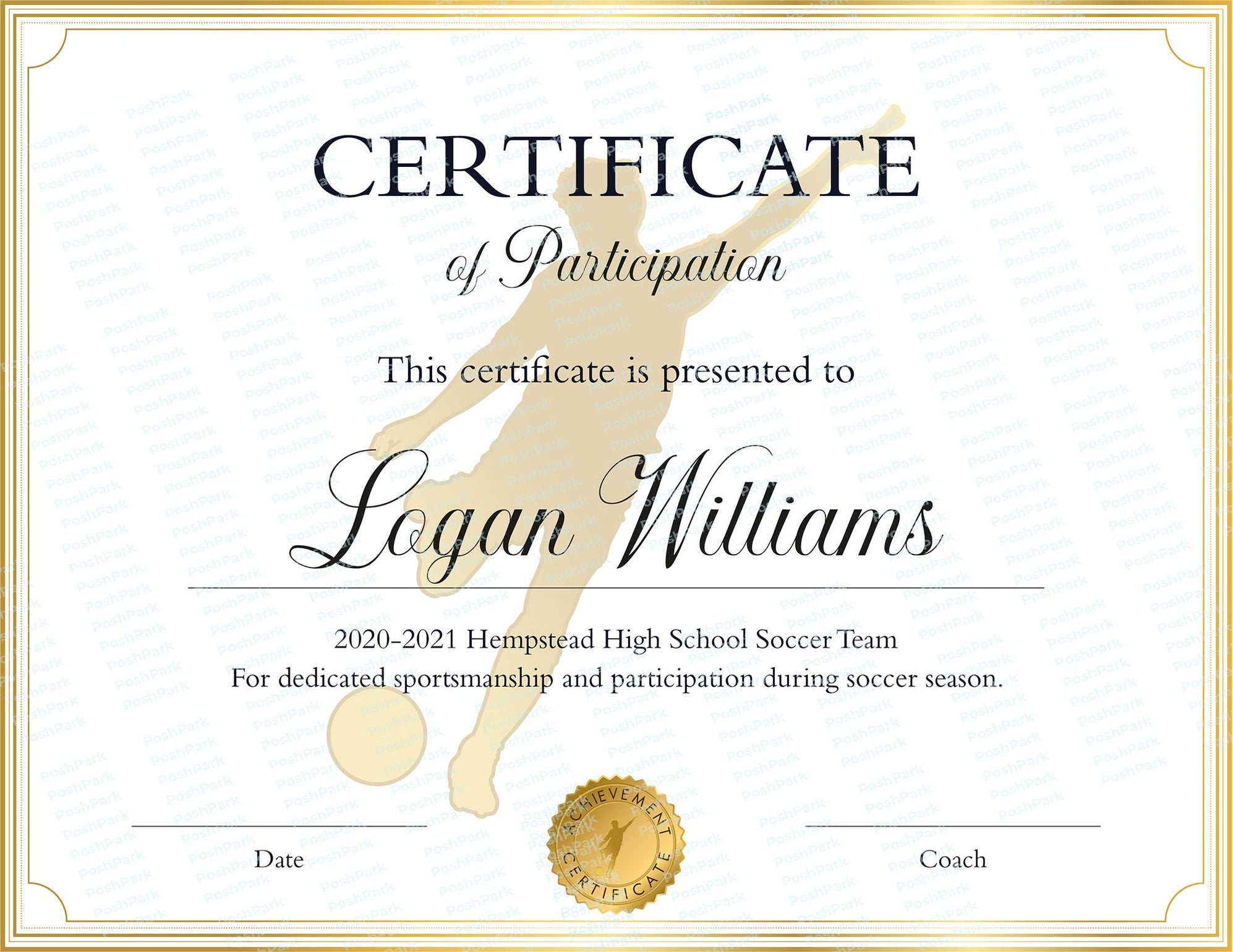 Editable Multi-Sport Participation Certificate Awards Bundle - Posh Park