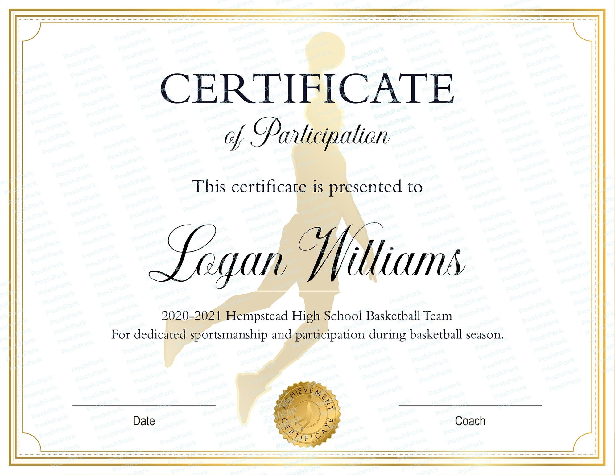 Editable Multi-Sport Participation Certificate Awards Bundle - Posh Park