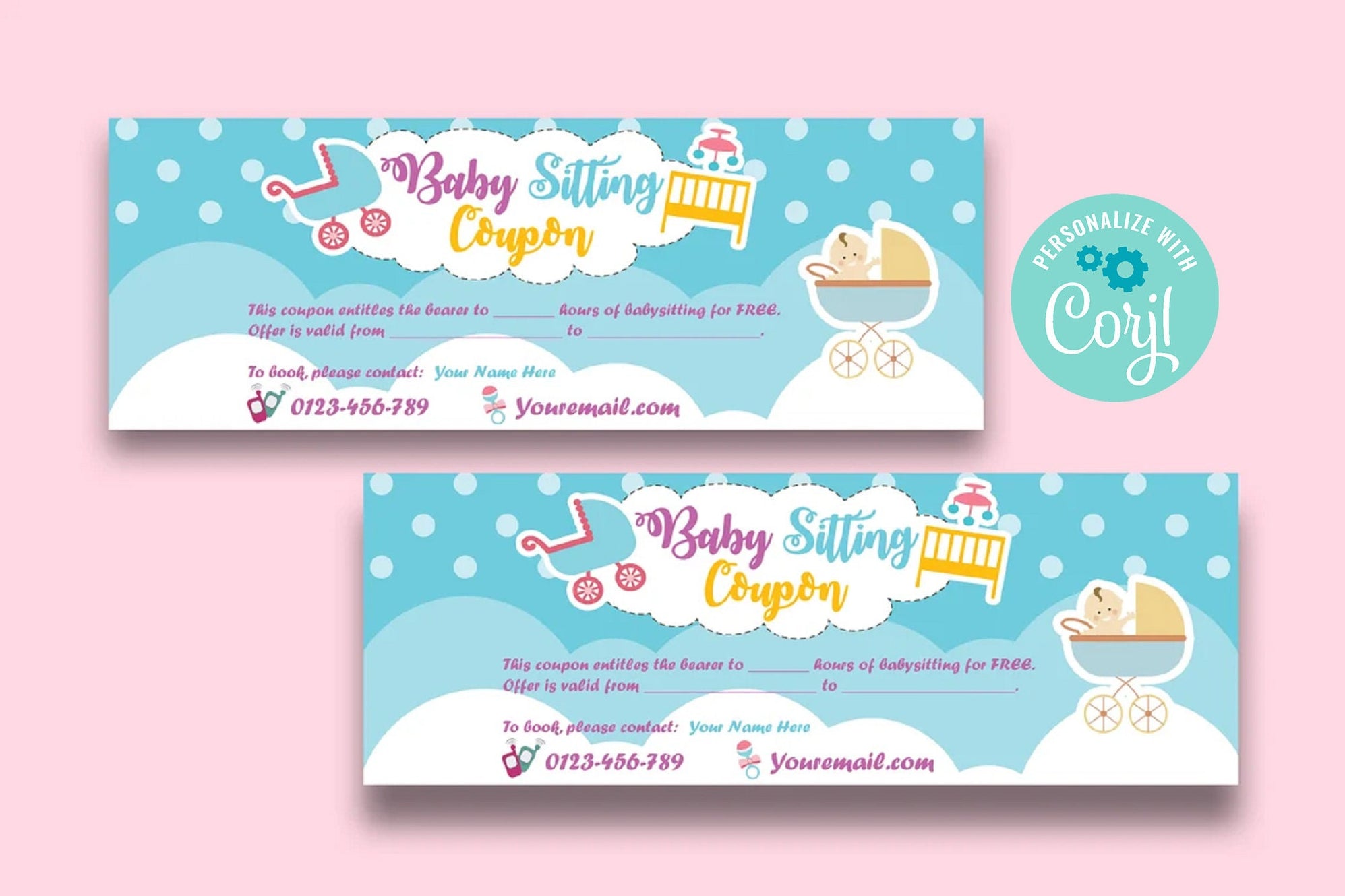 EDITABLE Baby Sitting Coupon Template | PRINTABLE Babysitter Voucher T ...