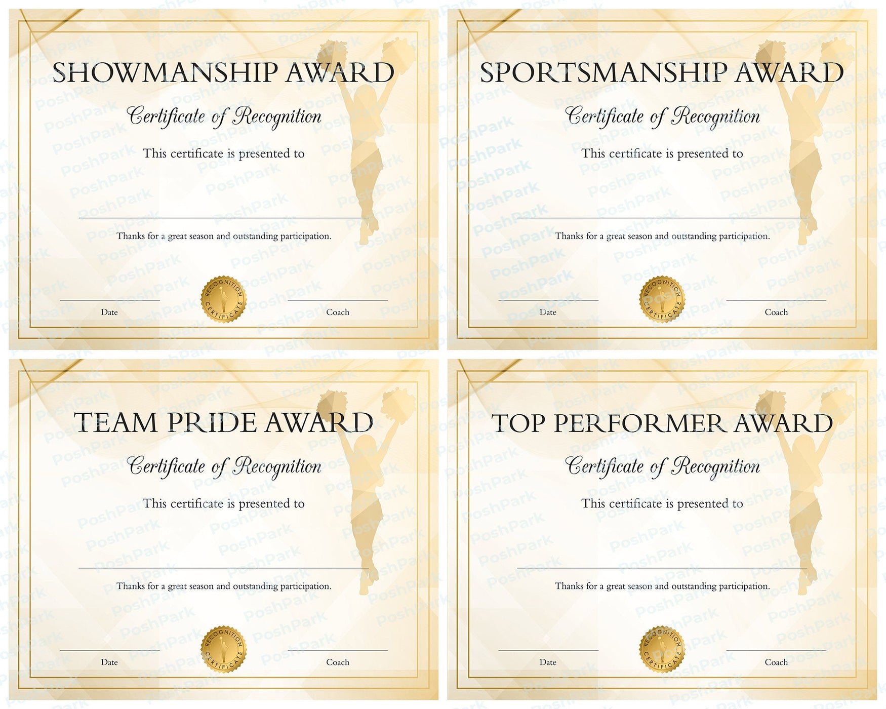 25 Plus PRINTABLE End of Season Cheerleading Award Certificates - Posh Park