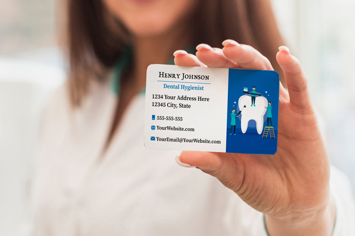 Editable Dental Hygienist Business Card Template Blue and White - Posh Park
