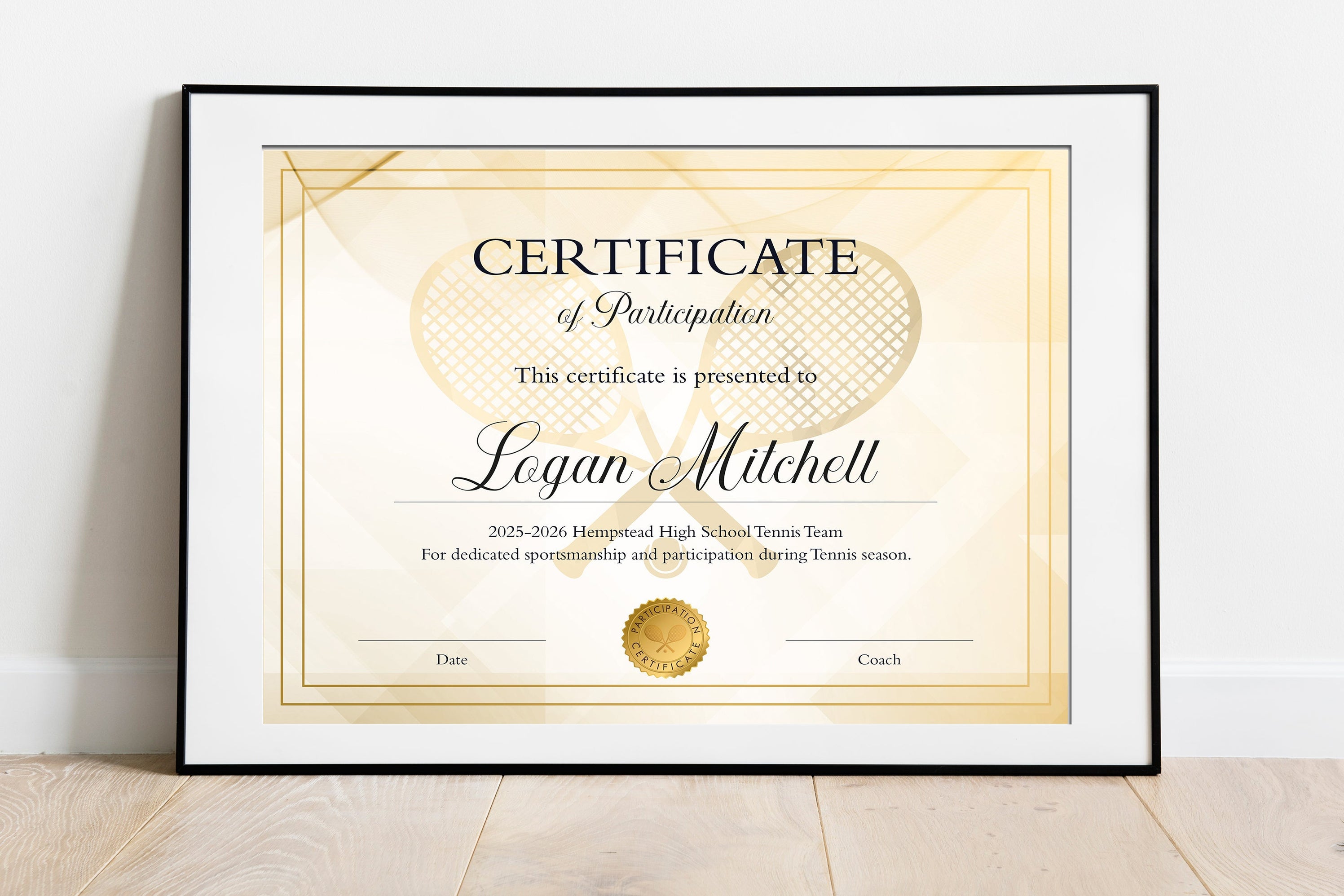 Editable Tennis Certificate, Customizable Printable Tennis Award with ...