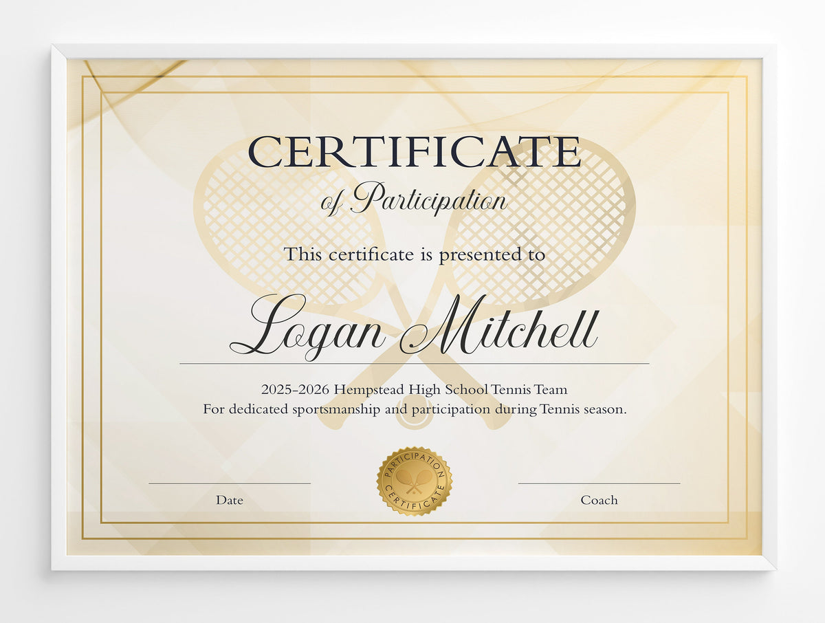 Editable Tennis Certificate, Customizable Printable Tennis Award with ...