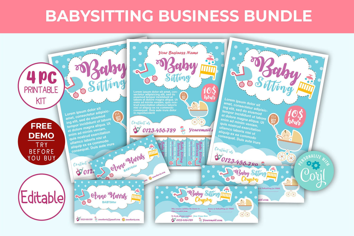 EDITABLE Babysitting Kit, Includes Babysitting Coupon, Babysitter, Fly ...