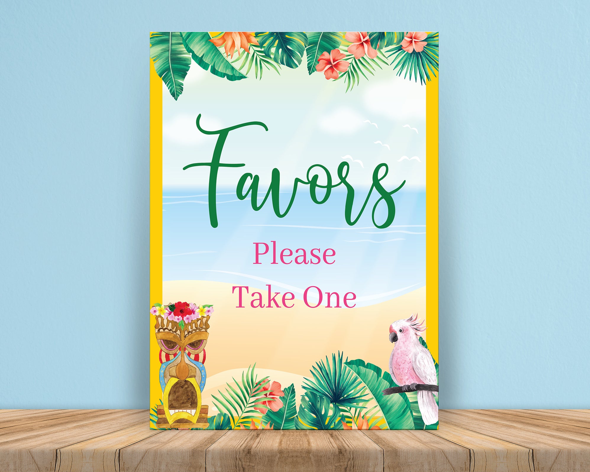 Printable Luau Favor Sign | Hawaiian Tropical Party Favor Sign | Please ...