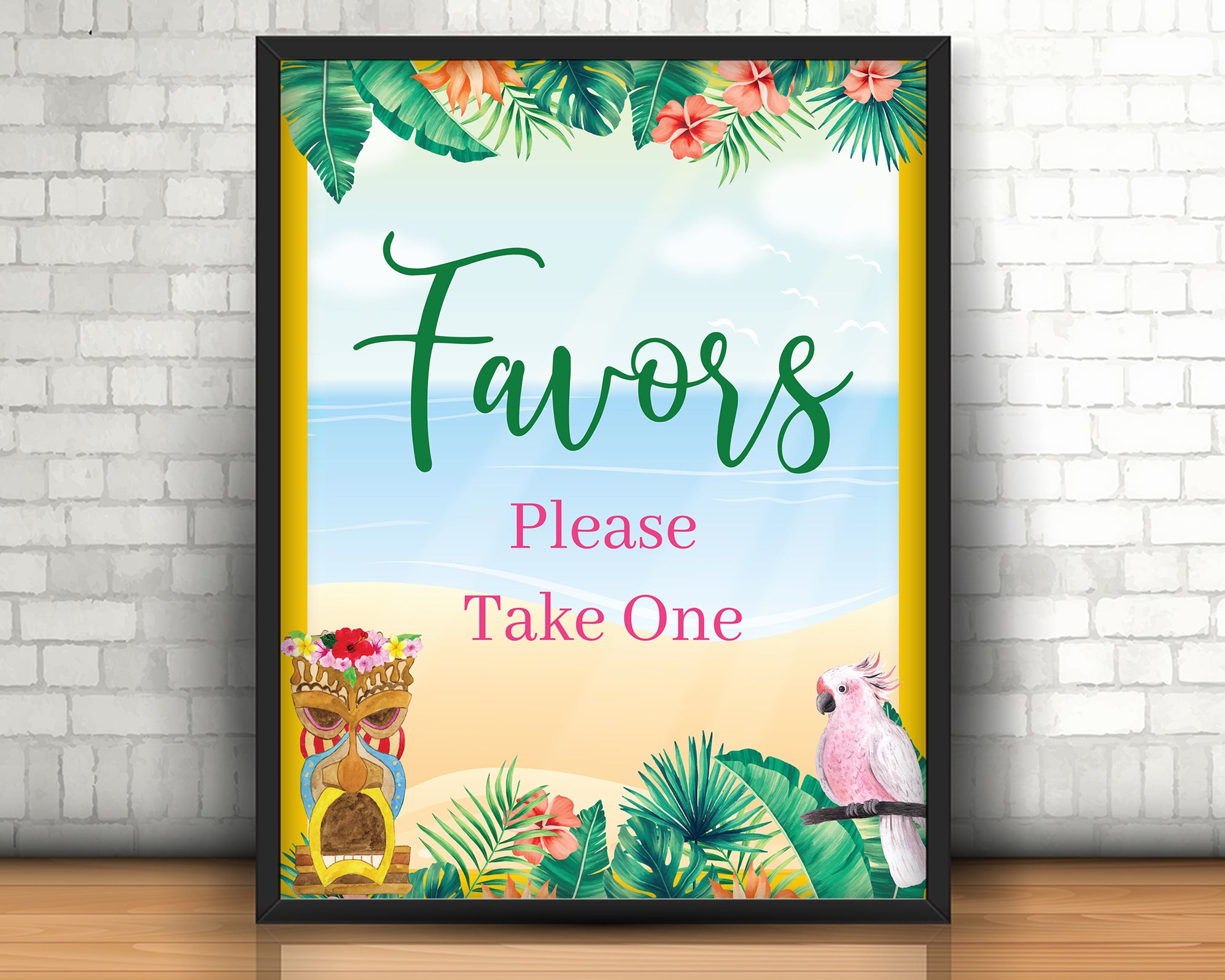 Printable Luau Favor Sign | Hawaiian Tropical Party Favor Sign | Please ...