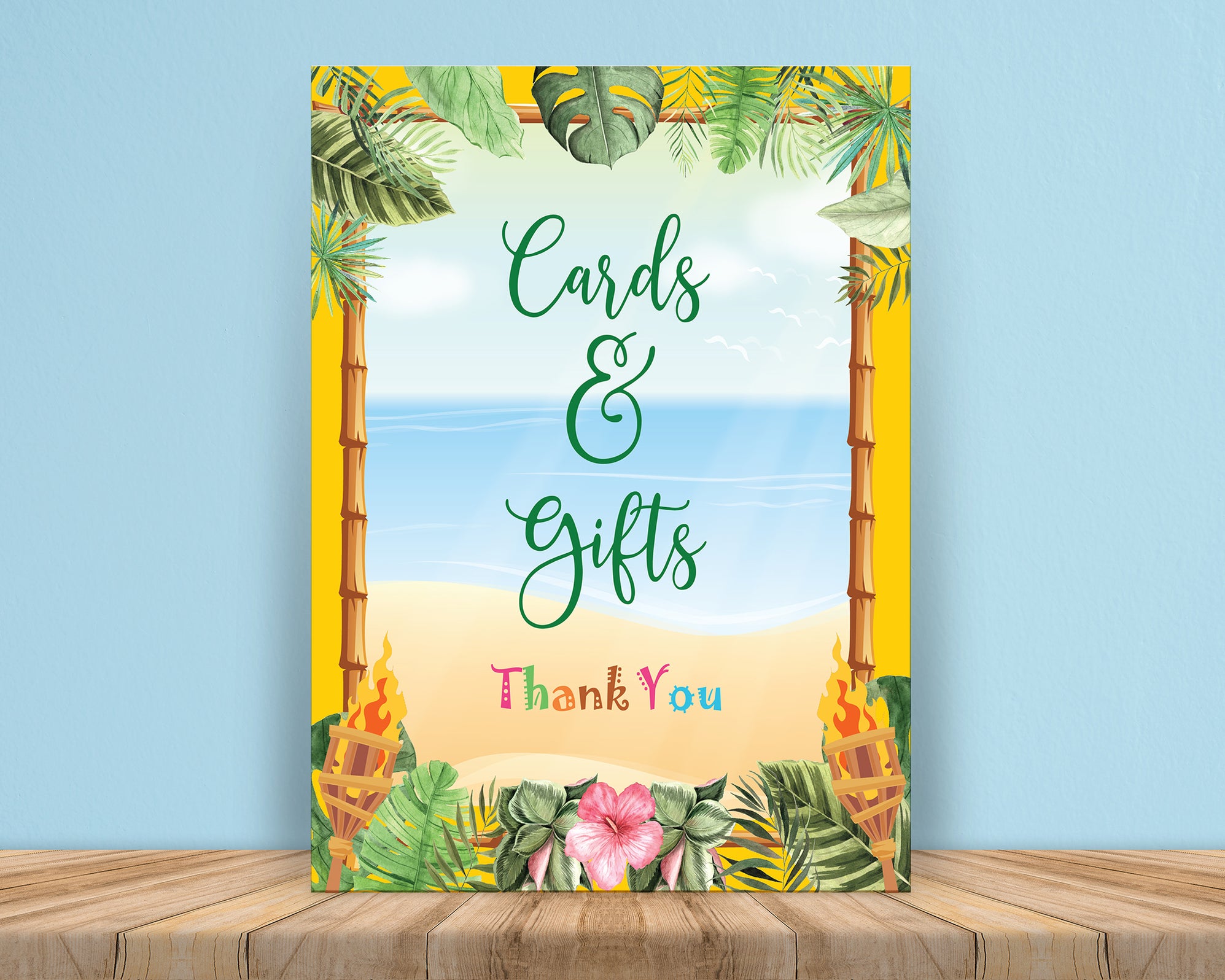Printable Luau Cards and Gifts Sign | Hawaiian Tropical Party Decor ...