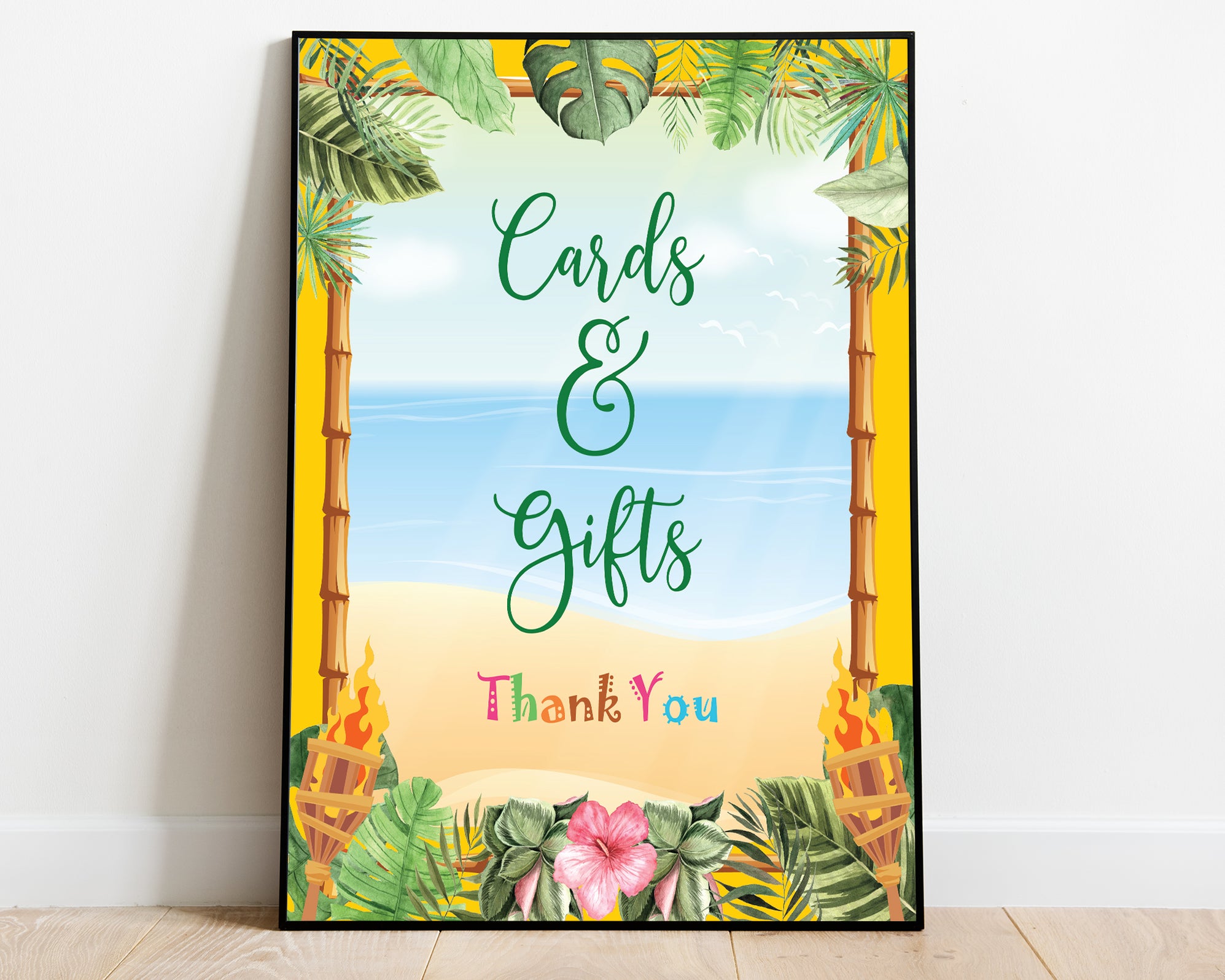 Printable Luau Cards and Gifts Sign | Hawaiian Tropical Party Decor ...