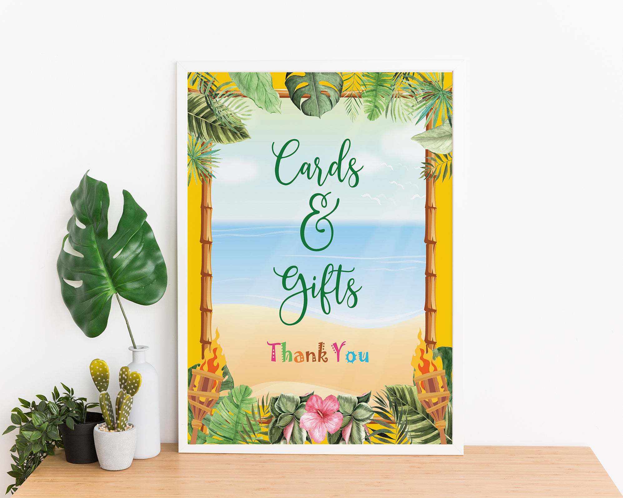Printable Luau Cards and Gifts Sign | Hawaiian Tropical Party Decor ...