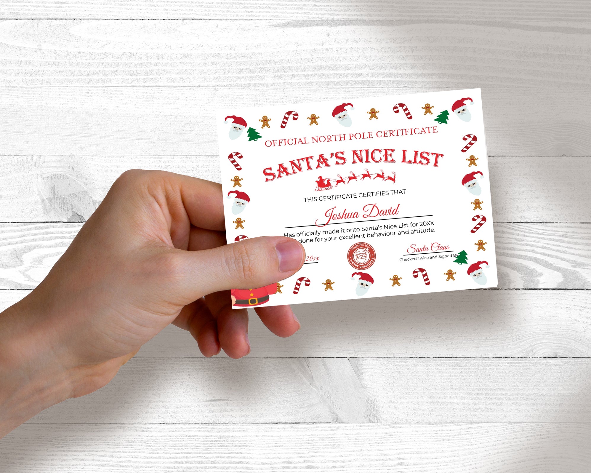 DIY Red White Christmas Nice List Certificate From Santa - Posh Park